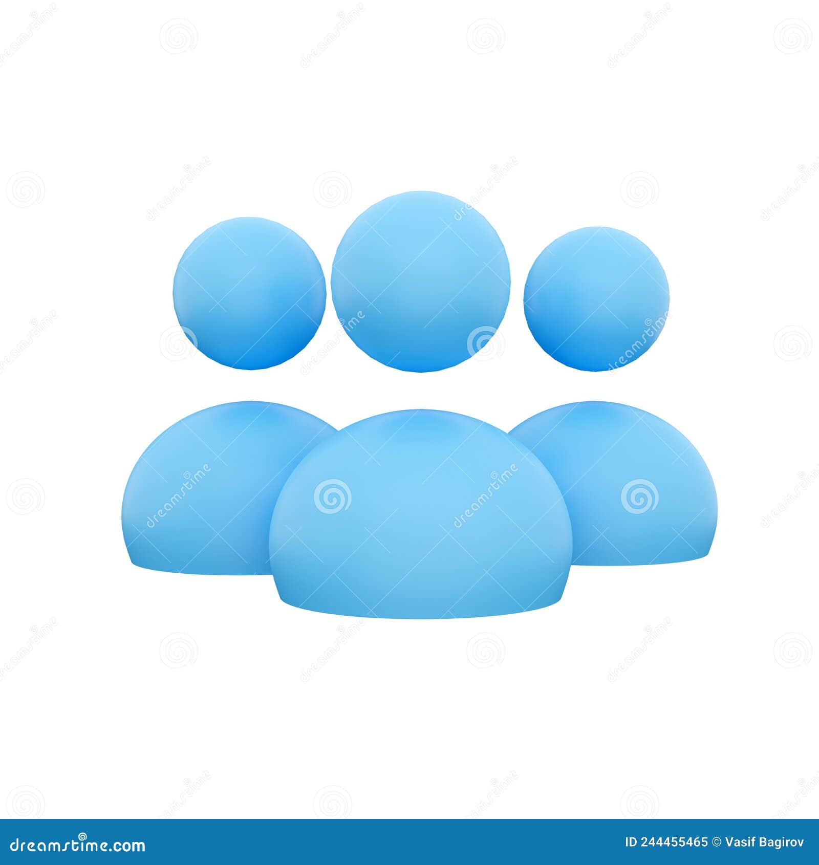 3d Render Group Icon on White Background. 3D Render Goup of People Blue ...
