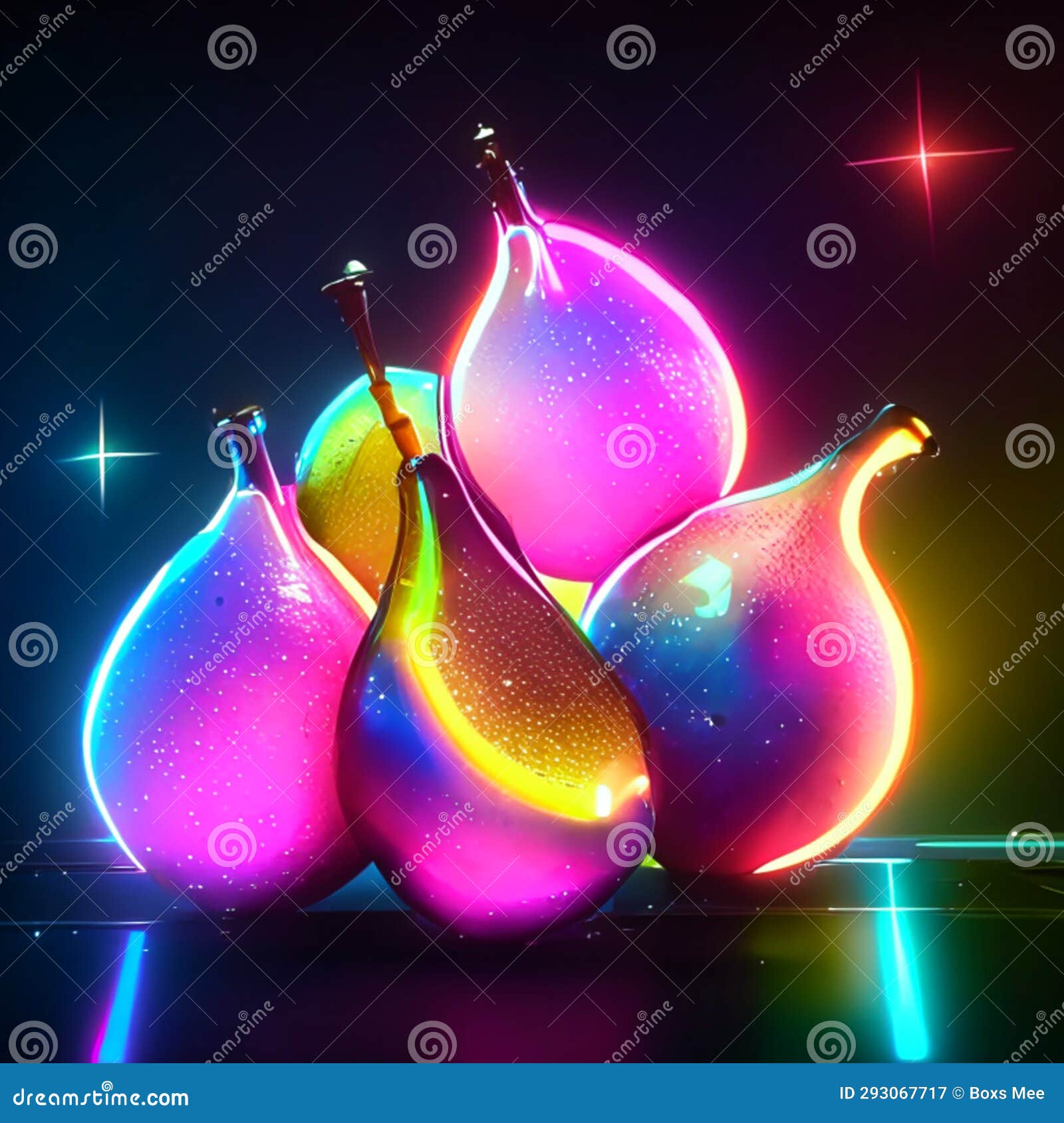 3d Render of a Group of Pears Illuminated by Multi-colored Lights AI ...