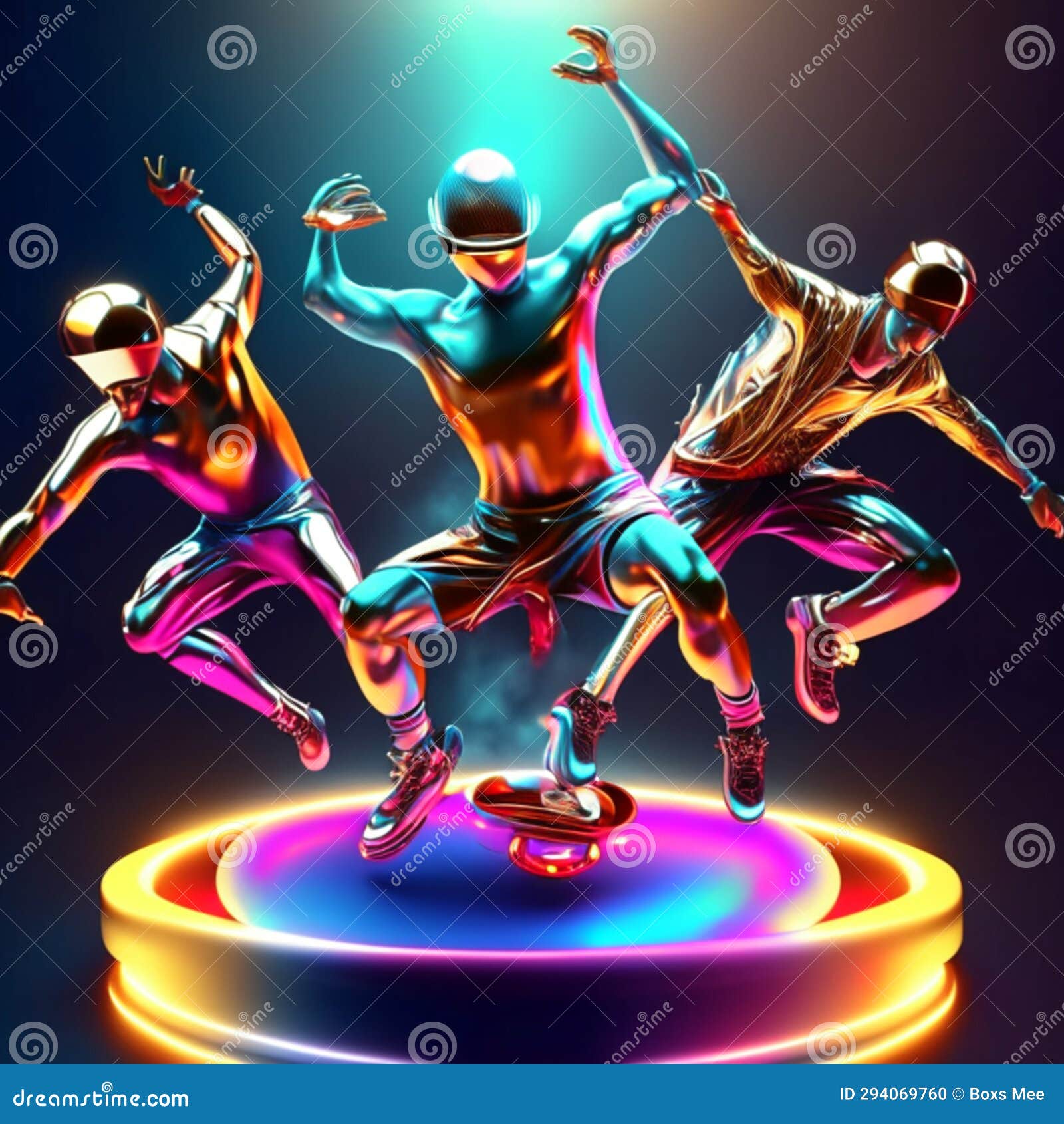 3d Render of a Group of People Dancing on a Stage in Neon Light AI ...