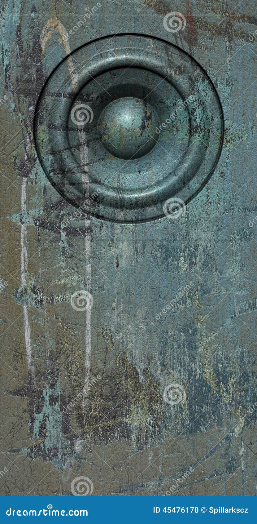 3d Render Grunge Blue Old Speaker Sound System Stock Illustration ...