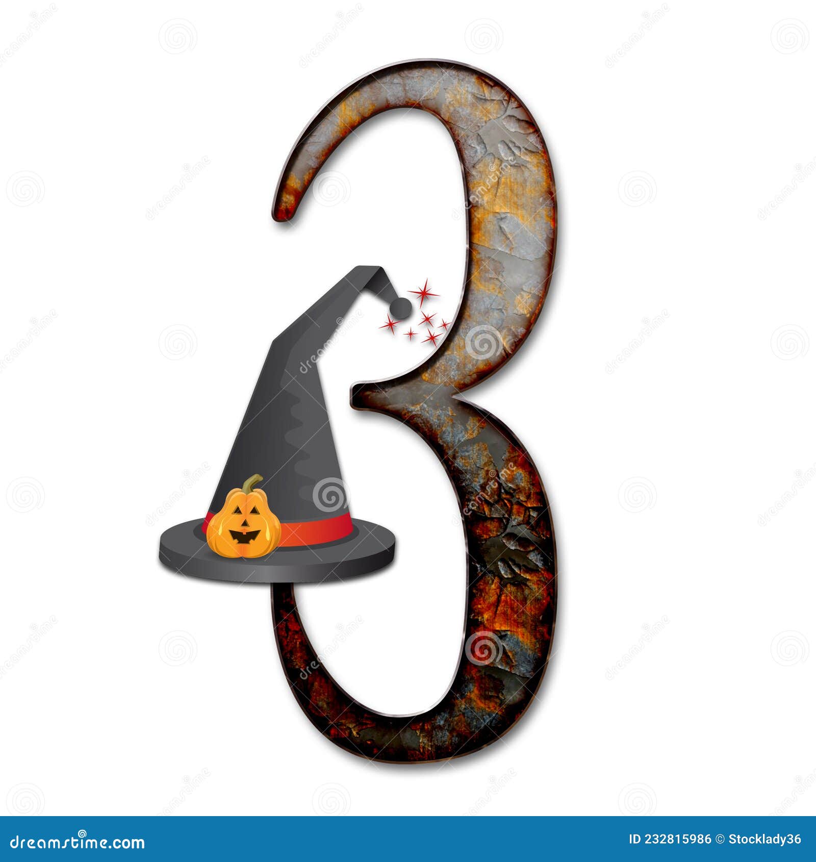 3D Render of Halloween Numer with Hat Stock Illustration - Illustration ...
