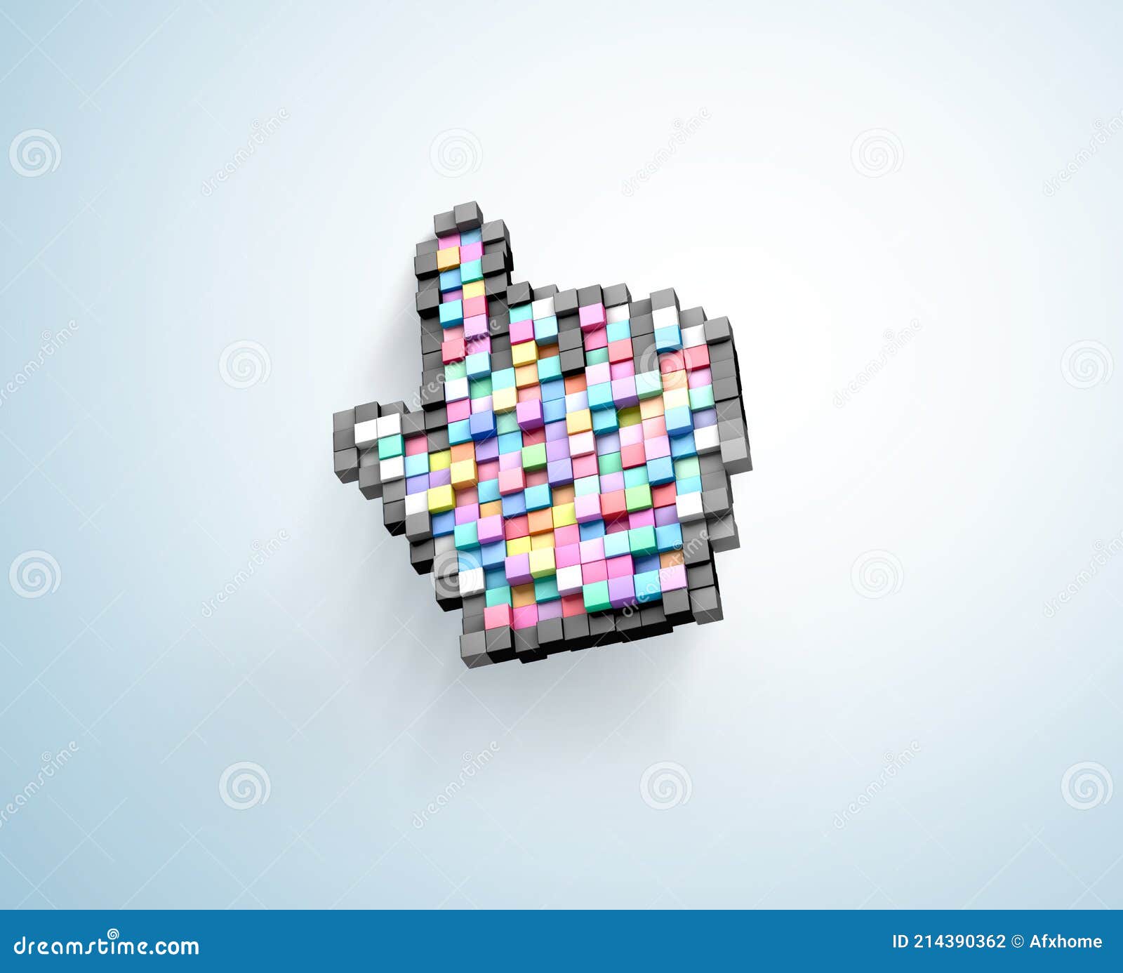 3D Render Hand Colorful Cursor Computer Mouse on Light Blue Background ...