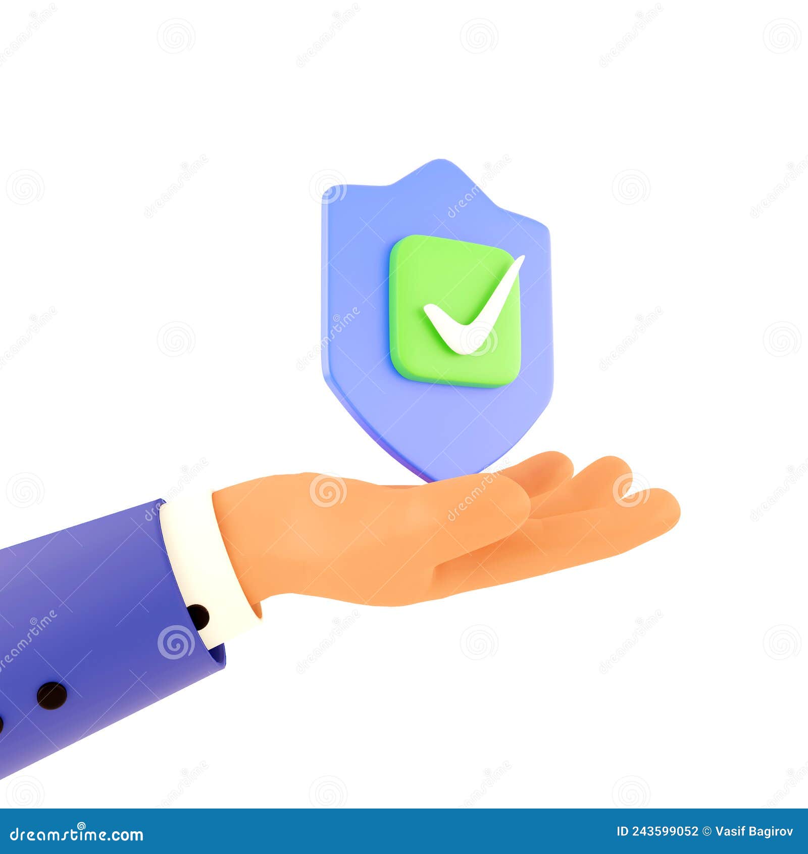 3D Render Hand Holding Shield Icon. Security Shield Logo 3d Icon ...