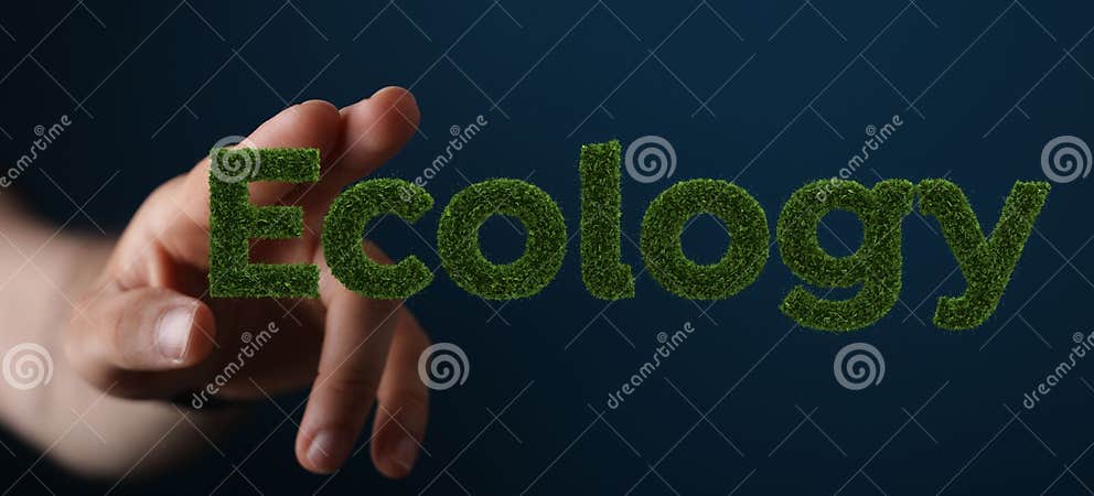 3d Render of a Hand Interacting with Ecology on Blue Background Stock ...