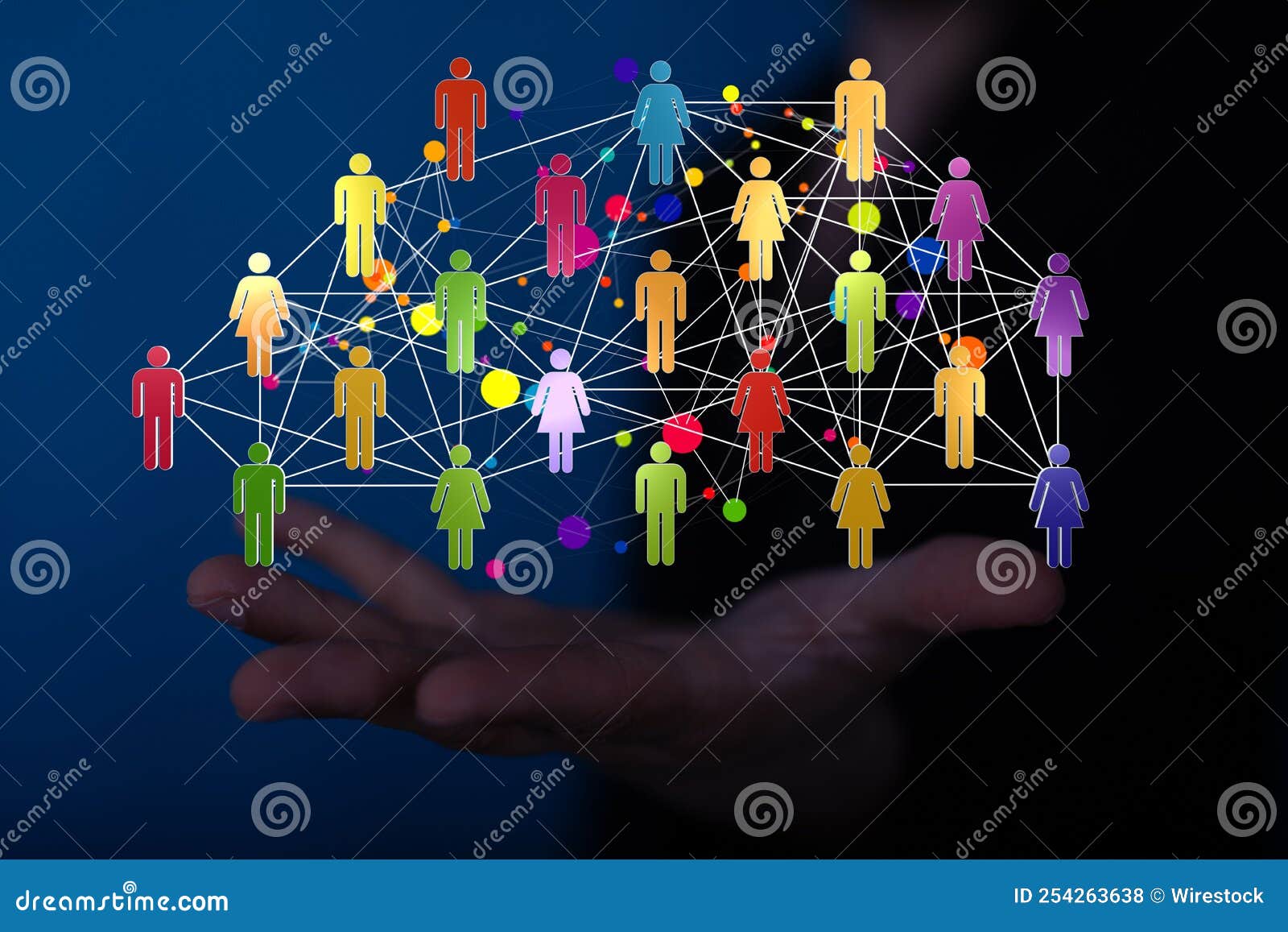 3d Render of a Hand Interacting with Signs of Online Connected Users ...