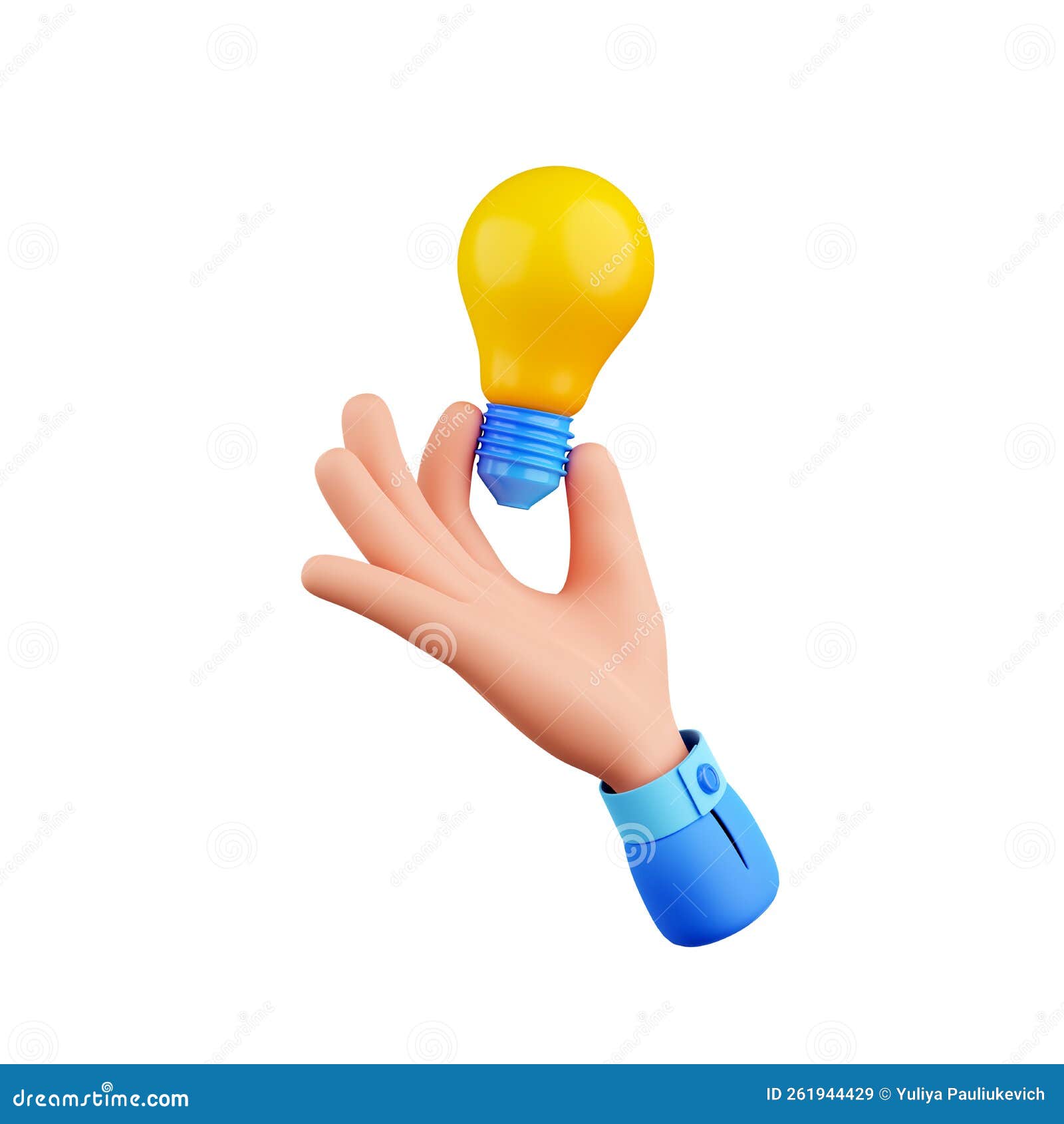 3d Render Hand with Light Bulb, Creative Idea Stock Illustration ...