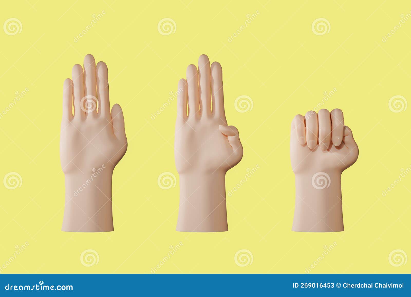 3D Render of Hand Signal for Help Isolated on Yellow Background. Stock ...