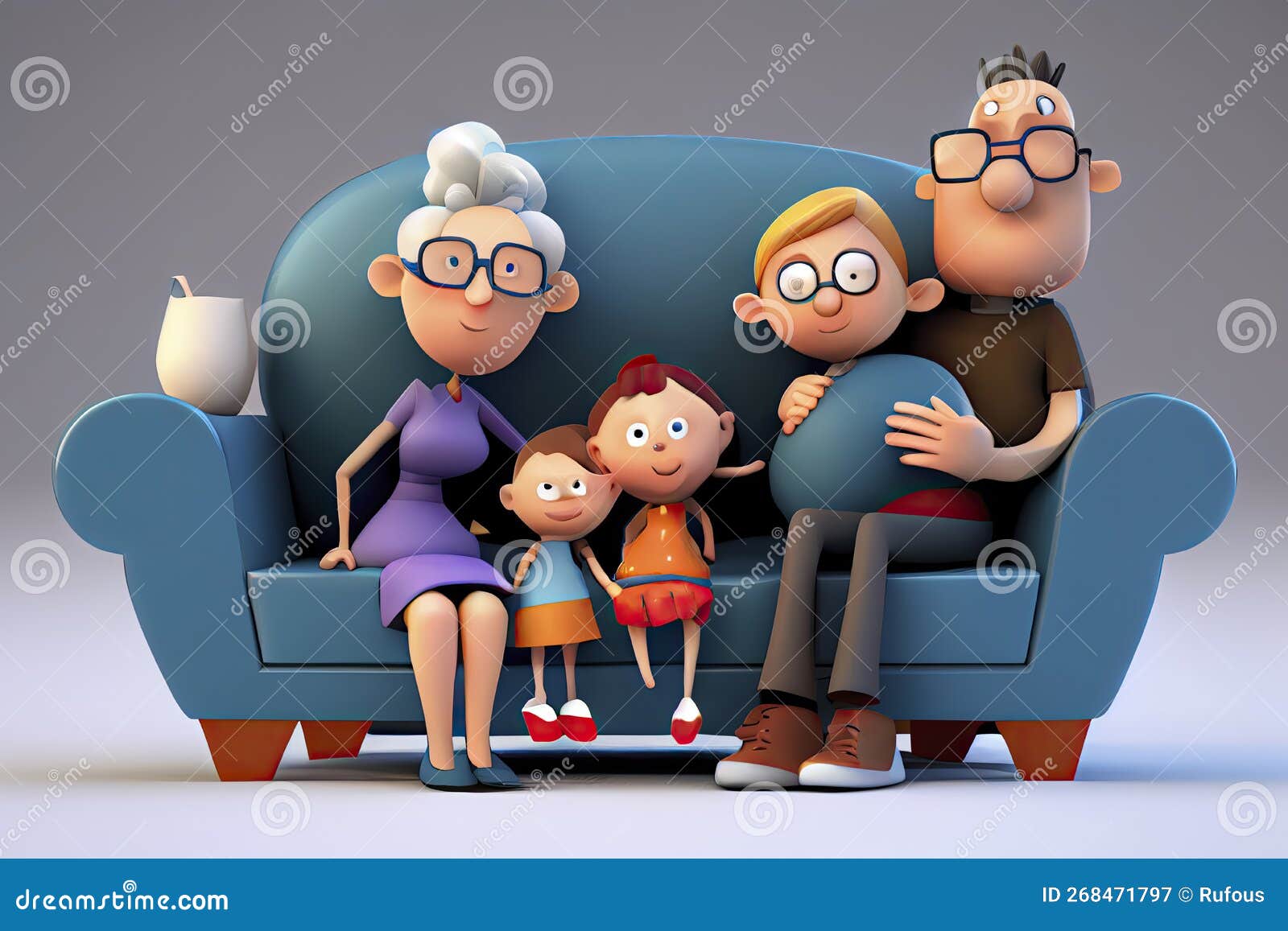 3d Render of a Happy Family Stock Illustration - Illustration of happy ...