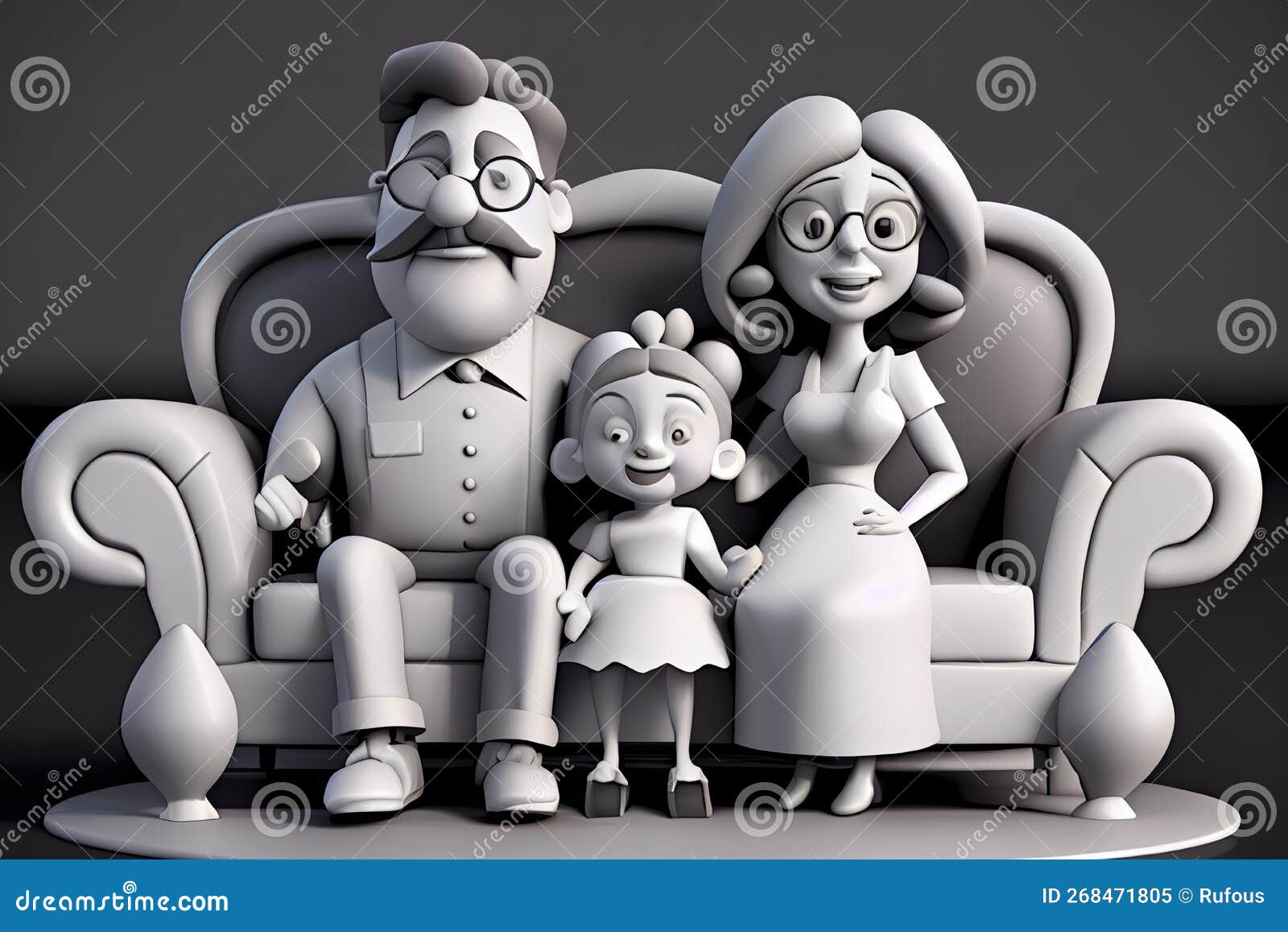3d Render of a Happy Family Stock Illustration - Illustration of year ...