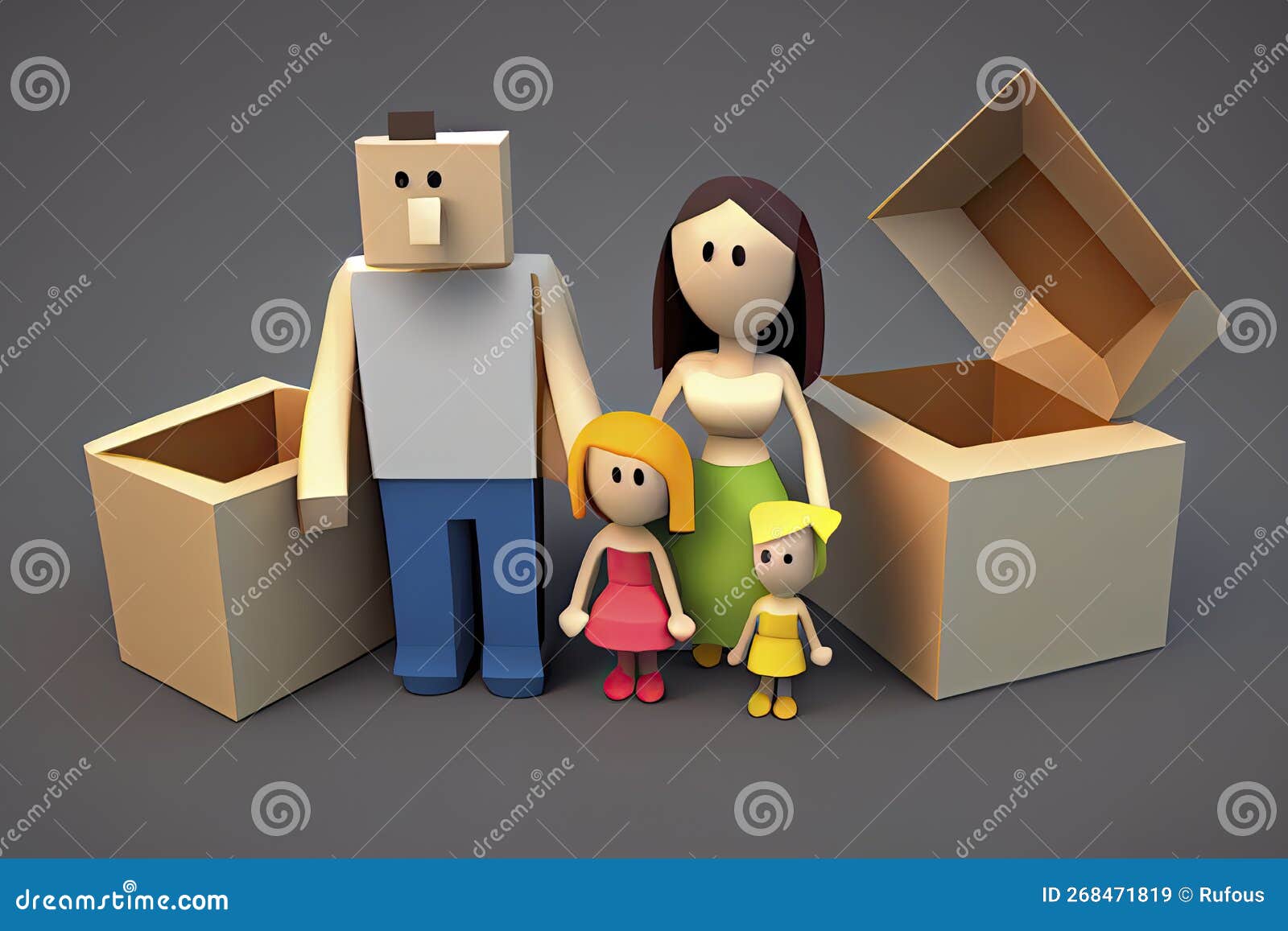 3d Render of a Happy Family Stock Illustration - Illustration of girl ...