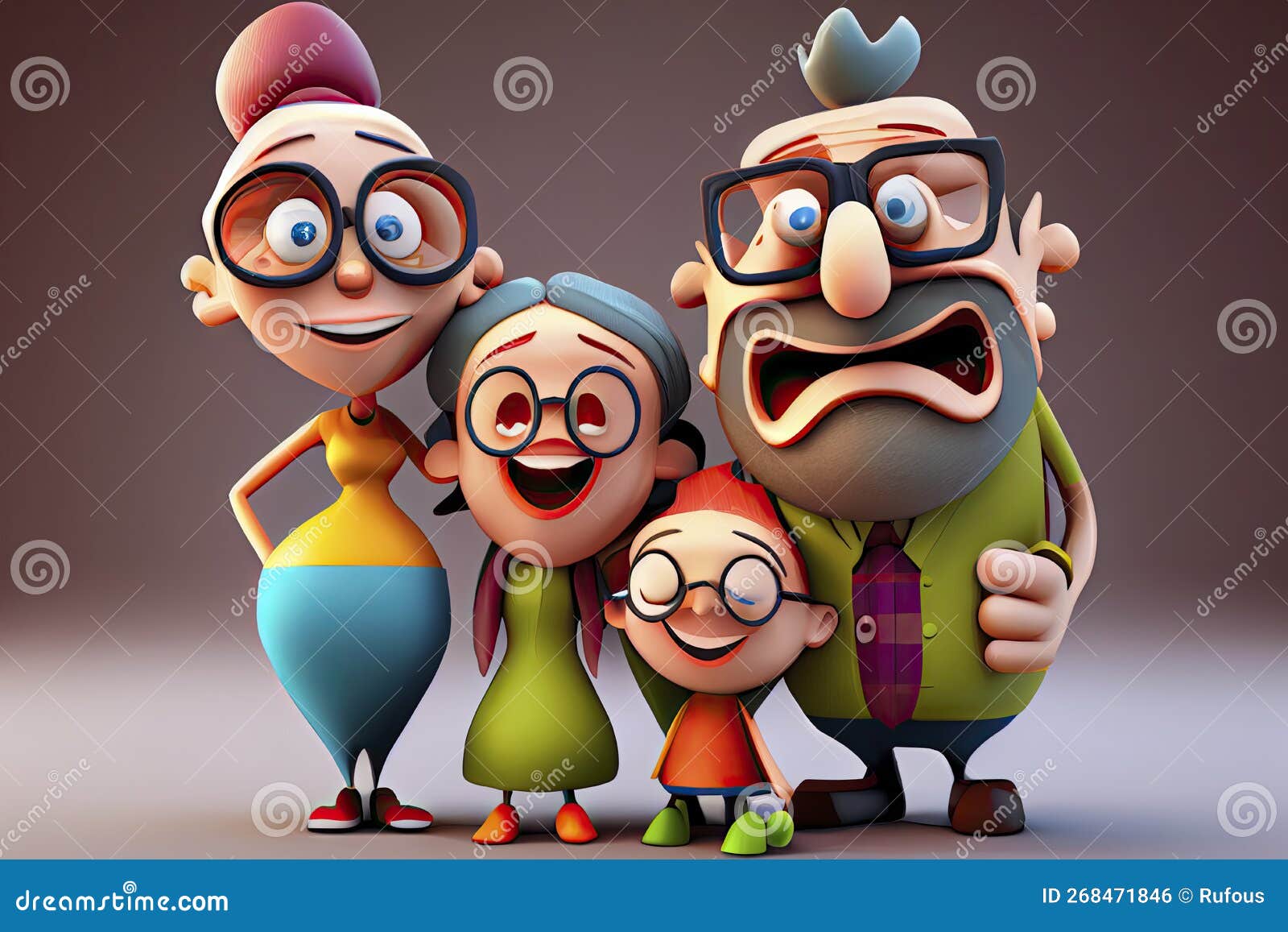3d Render of a Happy Family Stock Illustration - Illustration of ...