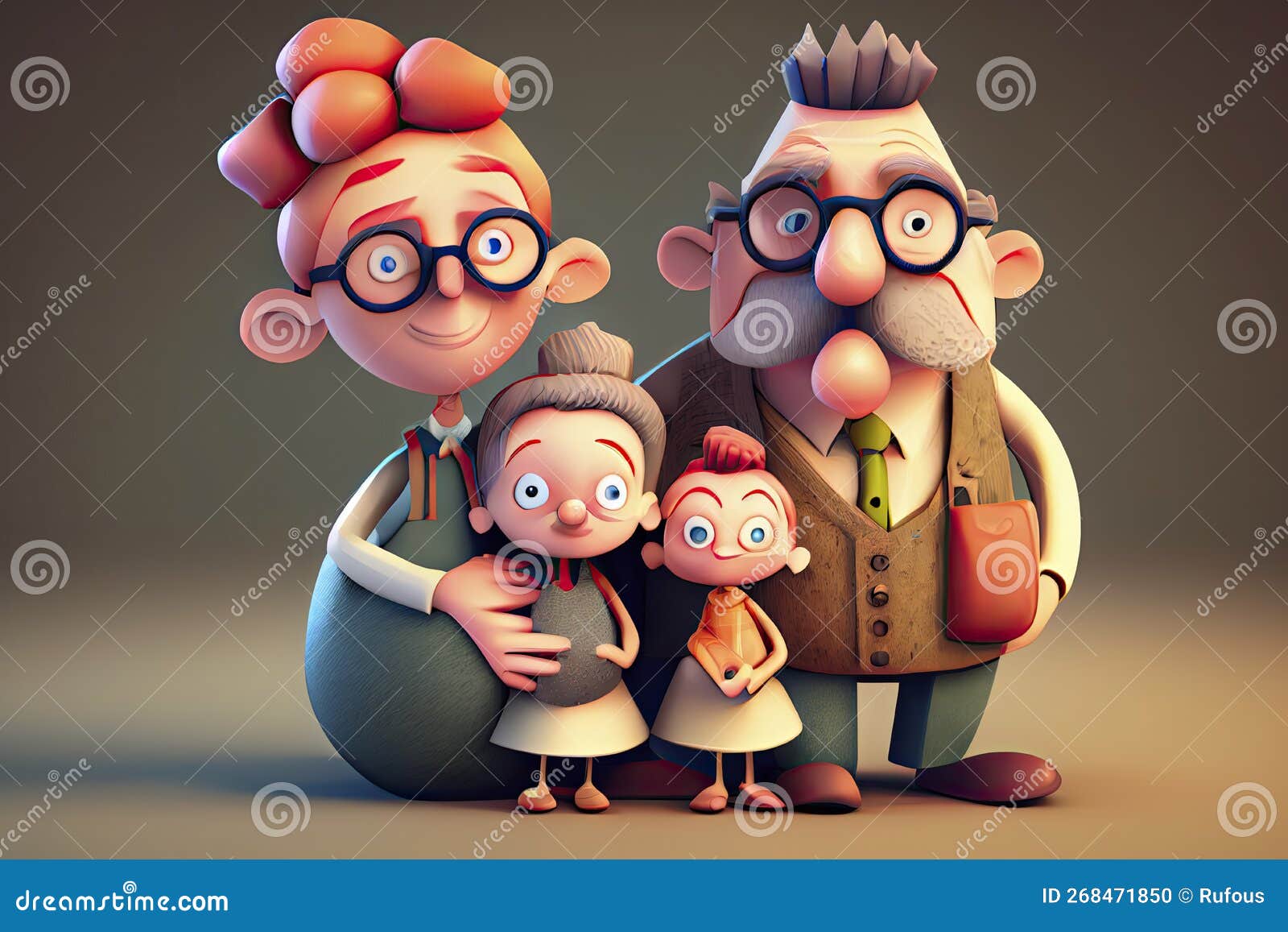 3d Render of a Happy Family Stock Illustration - Illustration of ...