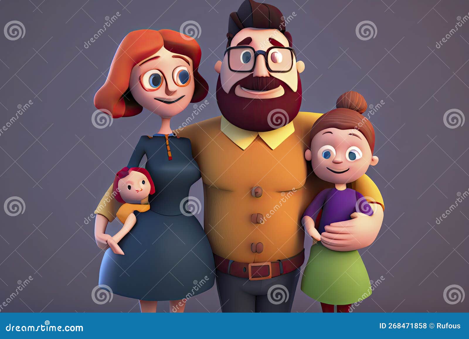3d Render of a Happy Family Stock Illustration - Illustration of family ...