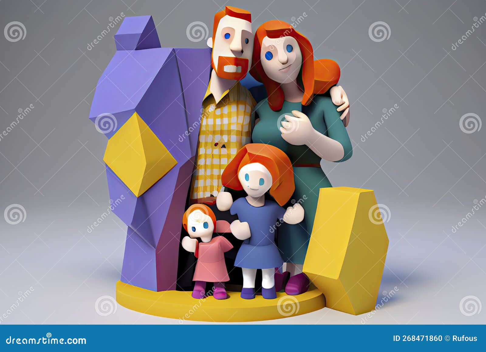 3d Render of a Happy Family Stock Illustration - Illustration of child ...