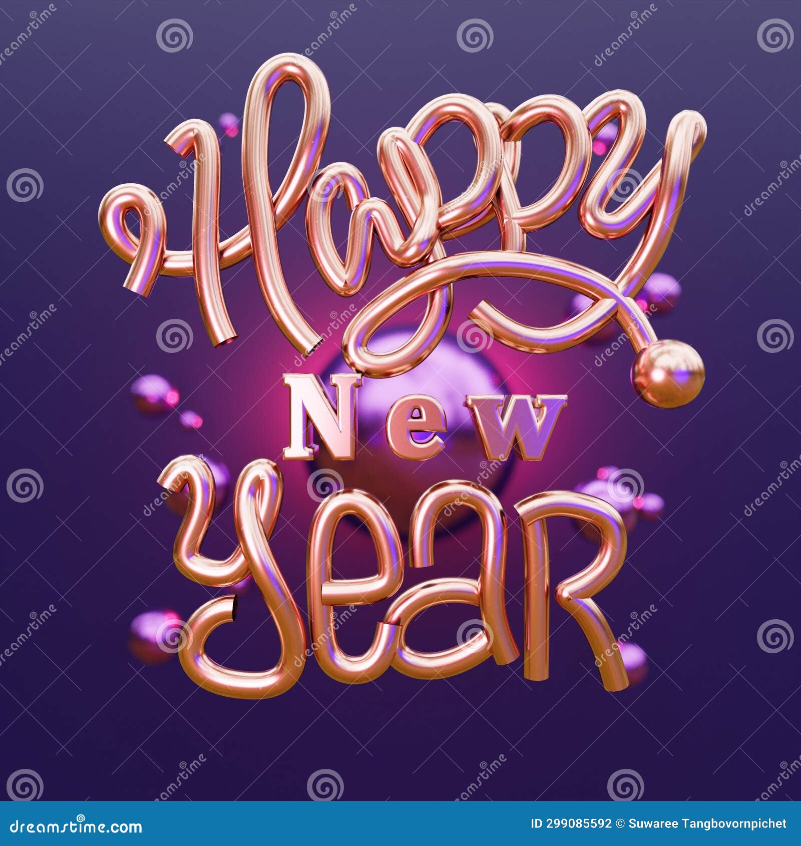 3d Render Happy New Year Concept Background Stock Illustration ...