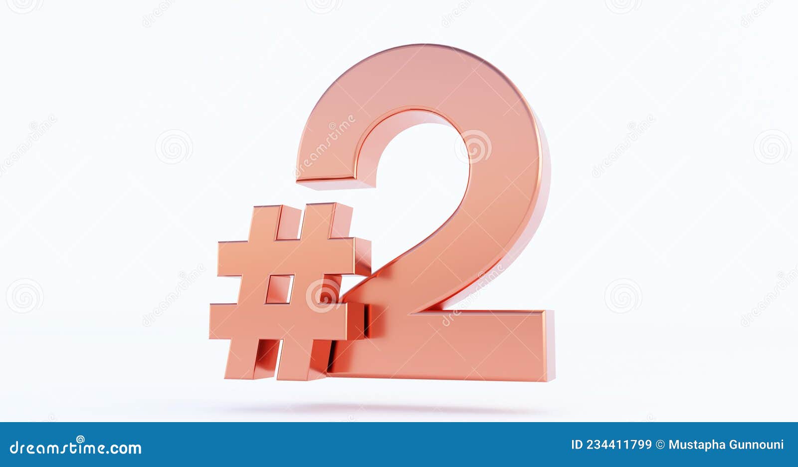 3d Render of Hashtag Icon with Number Two. Stock Illustration ...