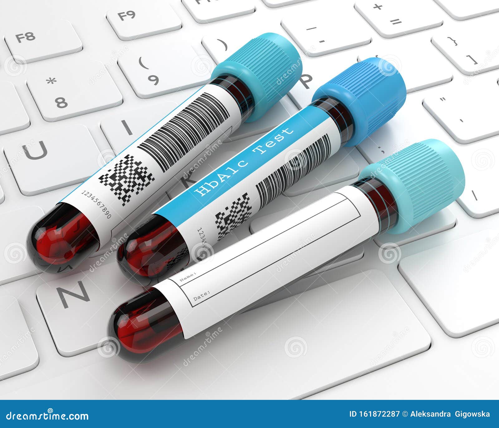 3d Render of HbA1c Blood Tubes Lying on Computer Keyboard Stock ...