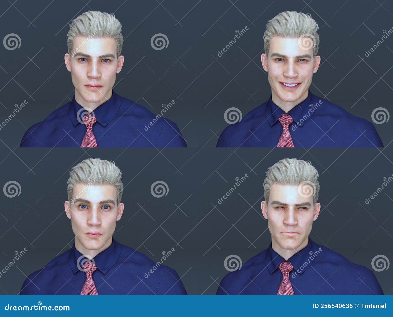 3D Render : Headshots Portrait of Young Man Isolated on Grey Studio ...