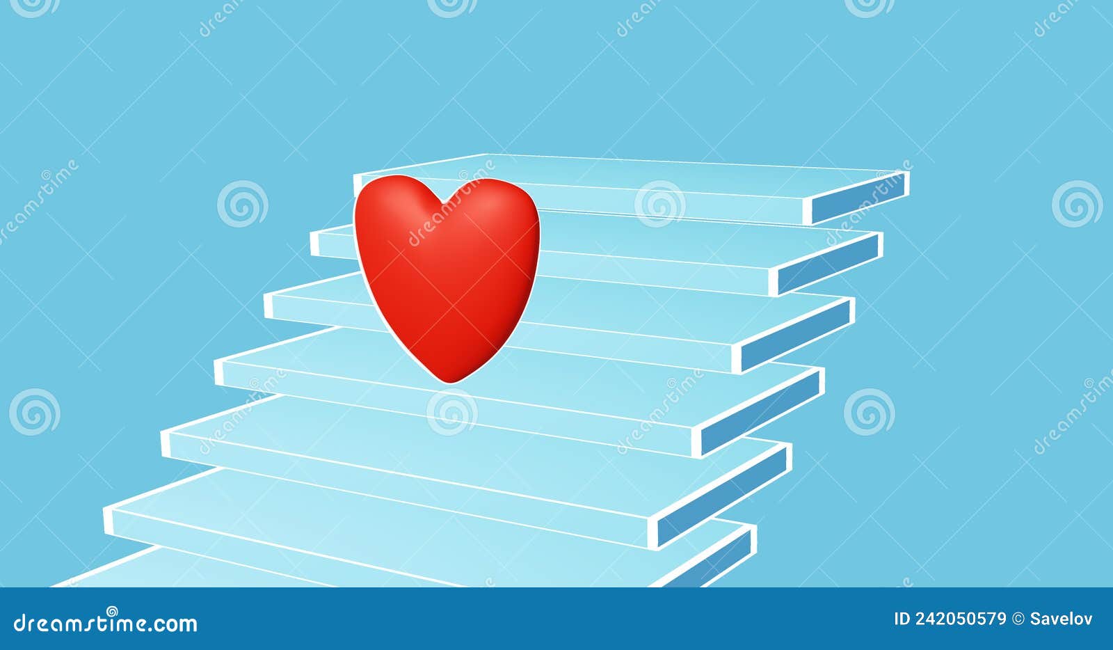 Render with a Heart Going Up the Stairs Stock Illustration ...