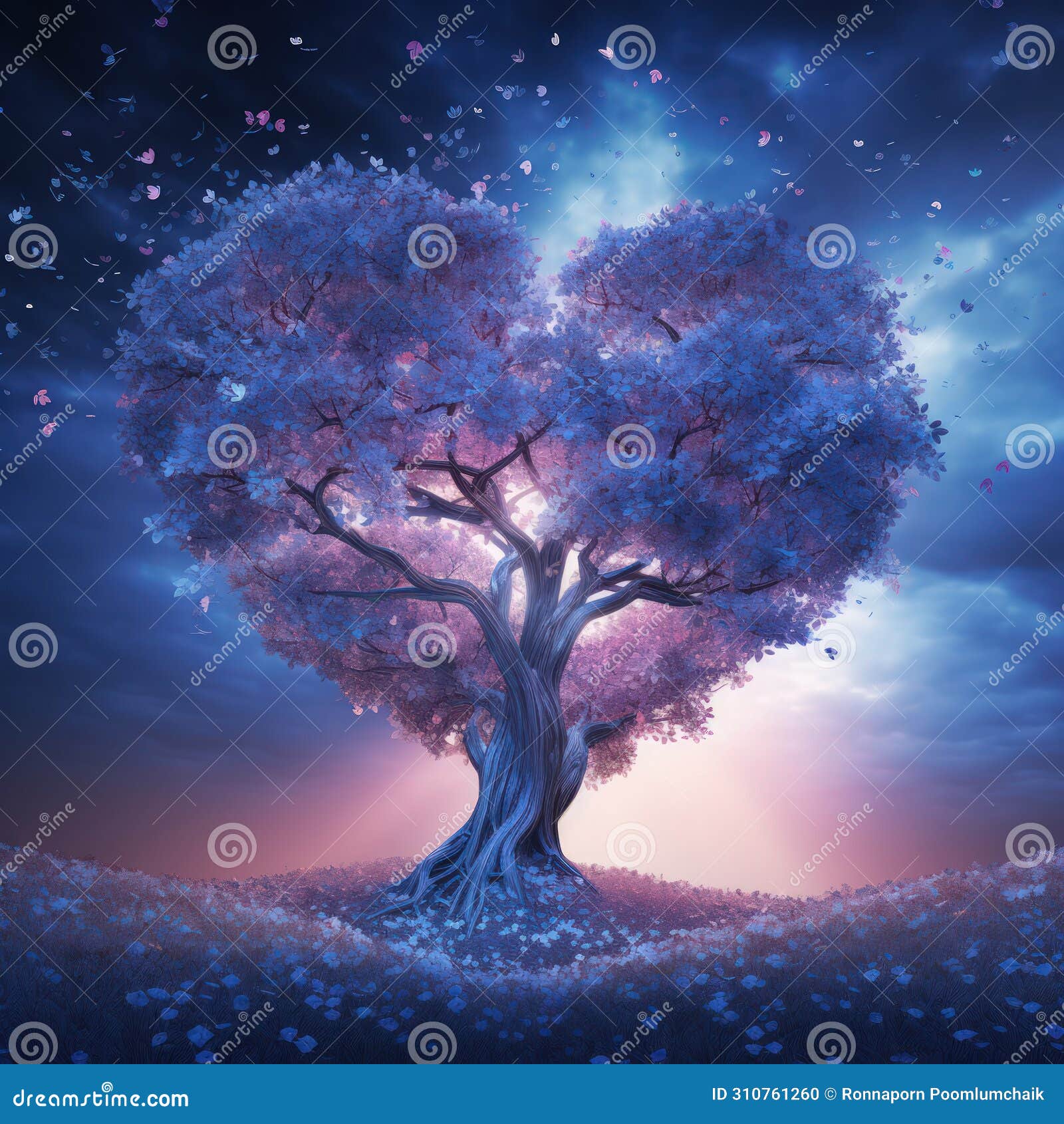 3D Render of a Heart-shaped Large Tree Stock Illustration ...