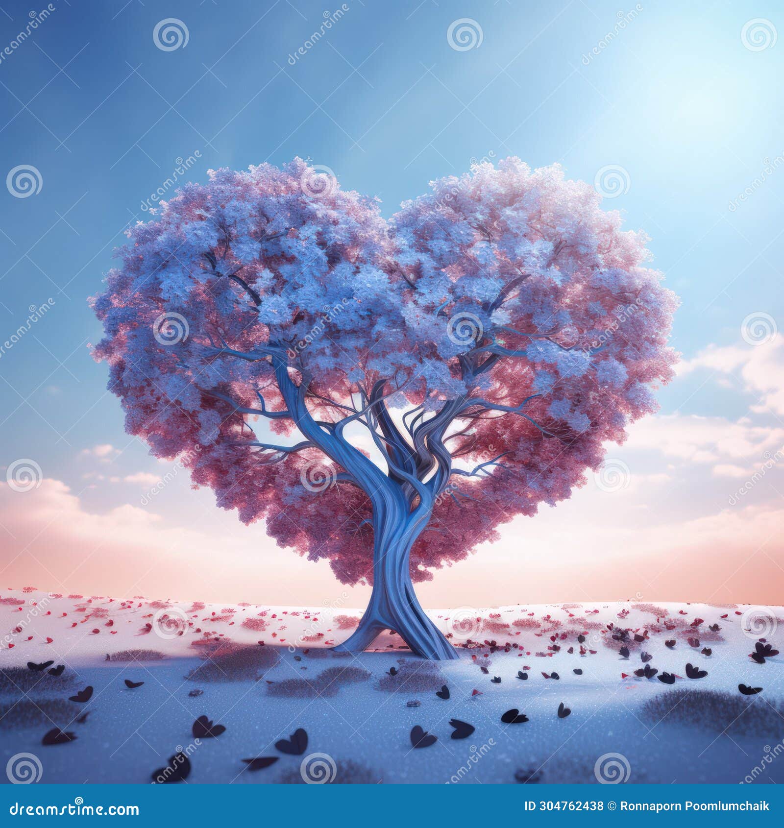 3D Render of a Heart-shaped Large Tree Stock Illustration ...