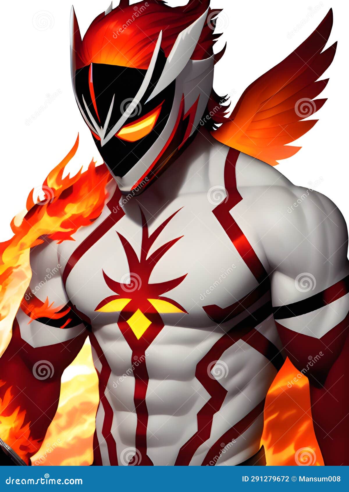 3d Render of a Hero with a Red Fire Stock Illustration - Illustration ...