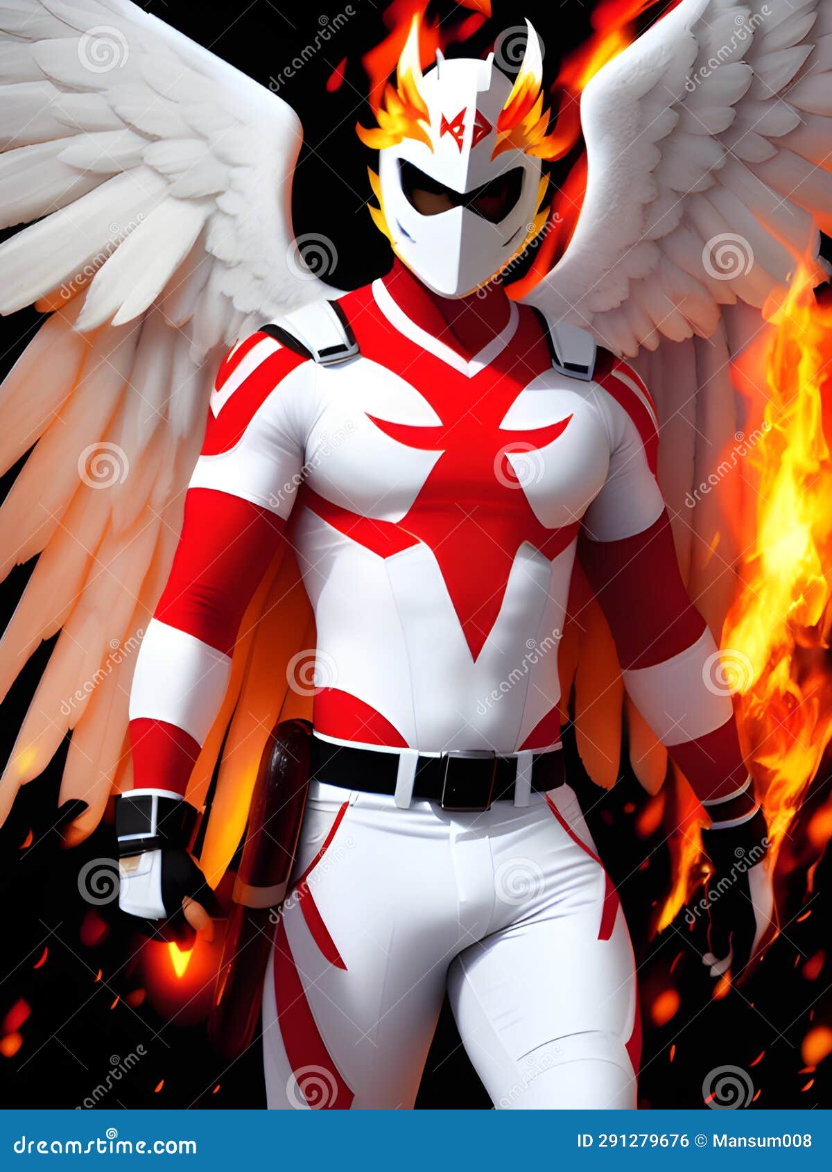 3d Render of a Hero with a Red Fire Stock Illustration - Illustration ...