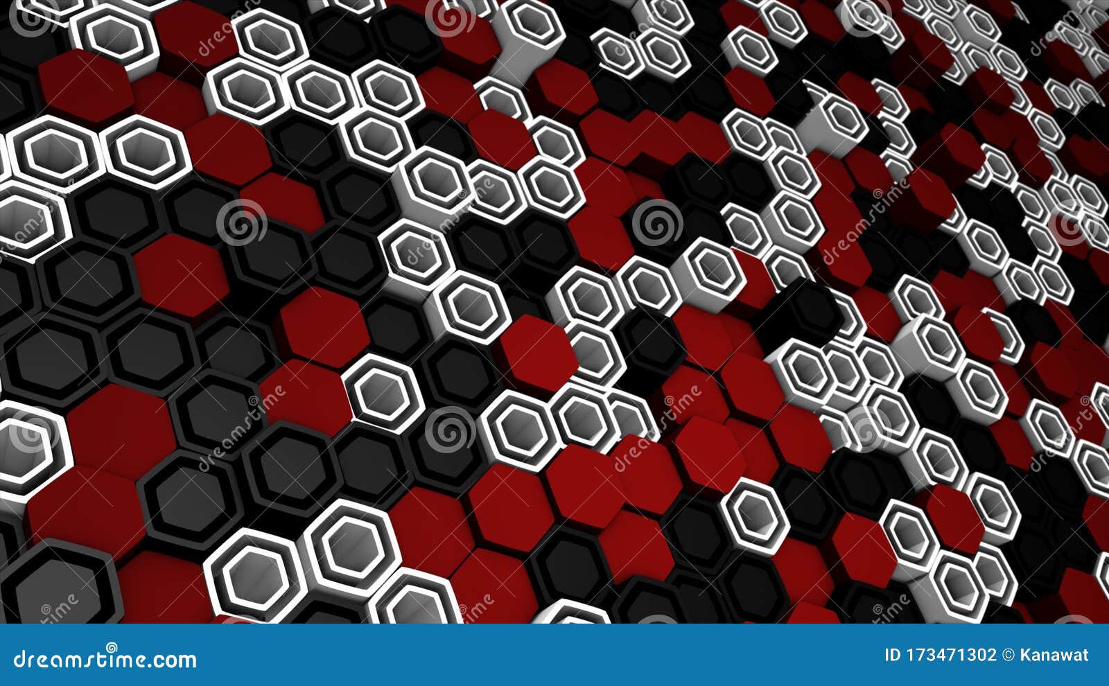 3D Render Hexagon Abstract Geometric Random Waving Background Stock ...