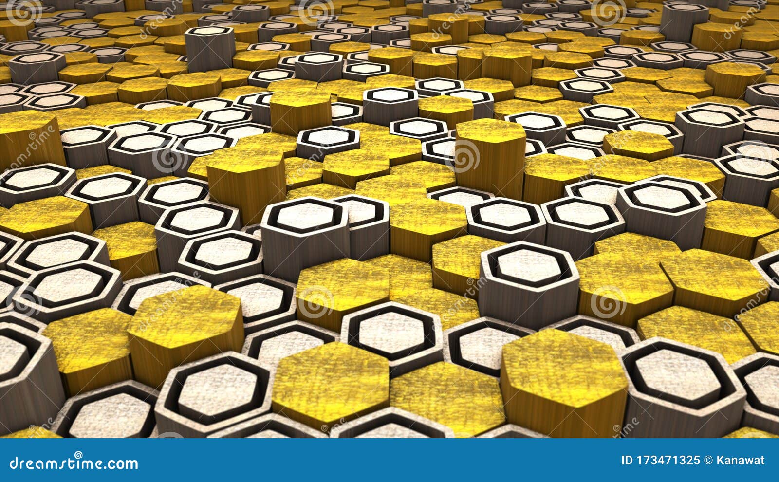 3D Render Hexagon Abstract Geometric Random Waving Background Stock ...
