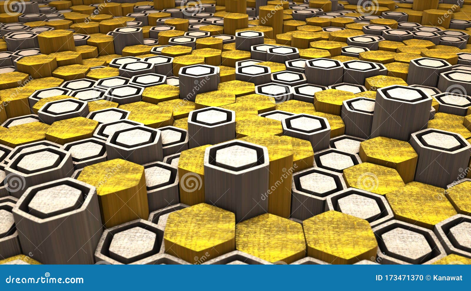 3D Render Hexagon Abstract Geometric Random Waving Background Stock ...