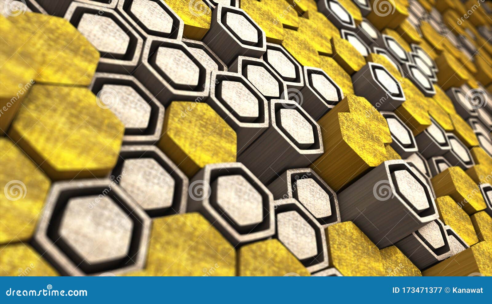 3D Render Hexagon Abstract Geometric Random Waving Background Stock ...