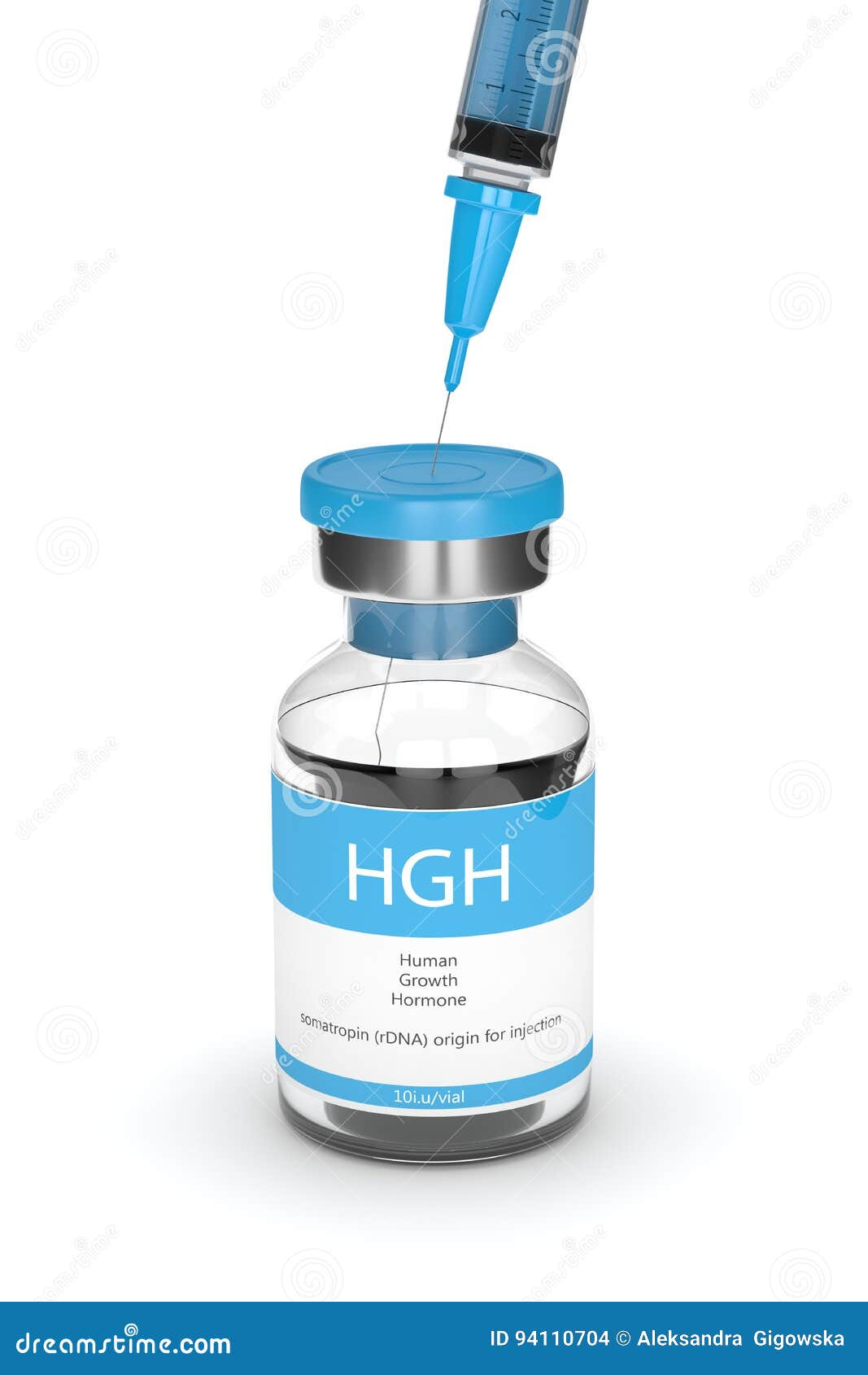 3d Render of HGH Vial with Syringe Over White Stock Illustration ...