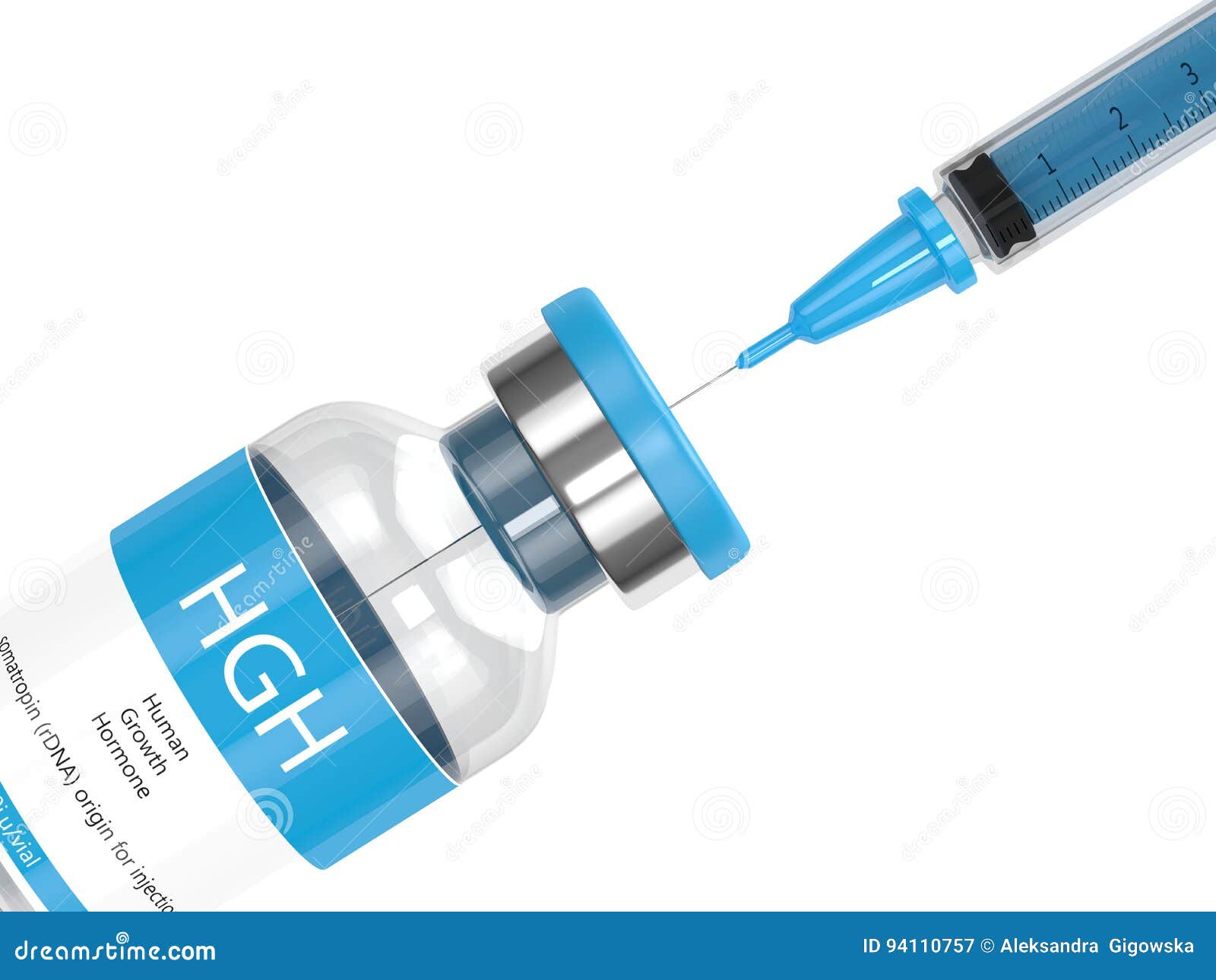 3d Render of HGH Vial with Syringe Over White Stock Illustration ...