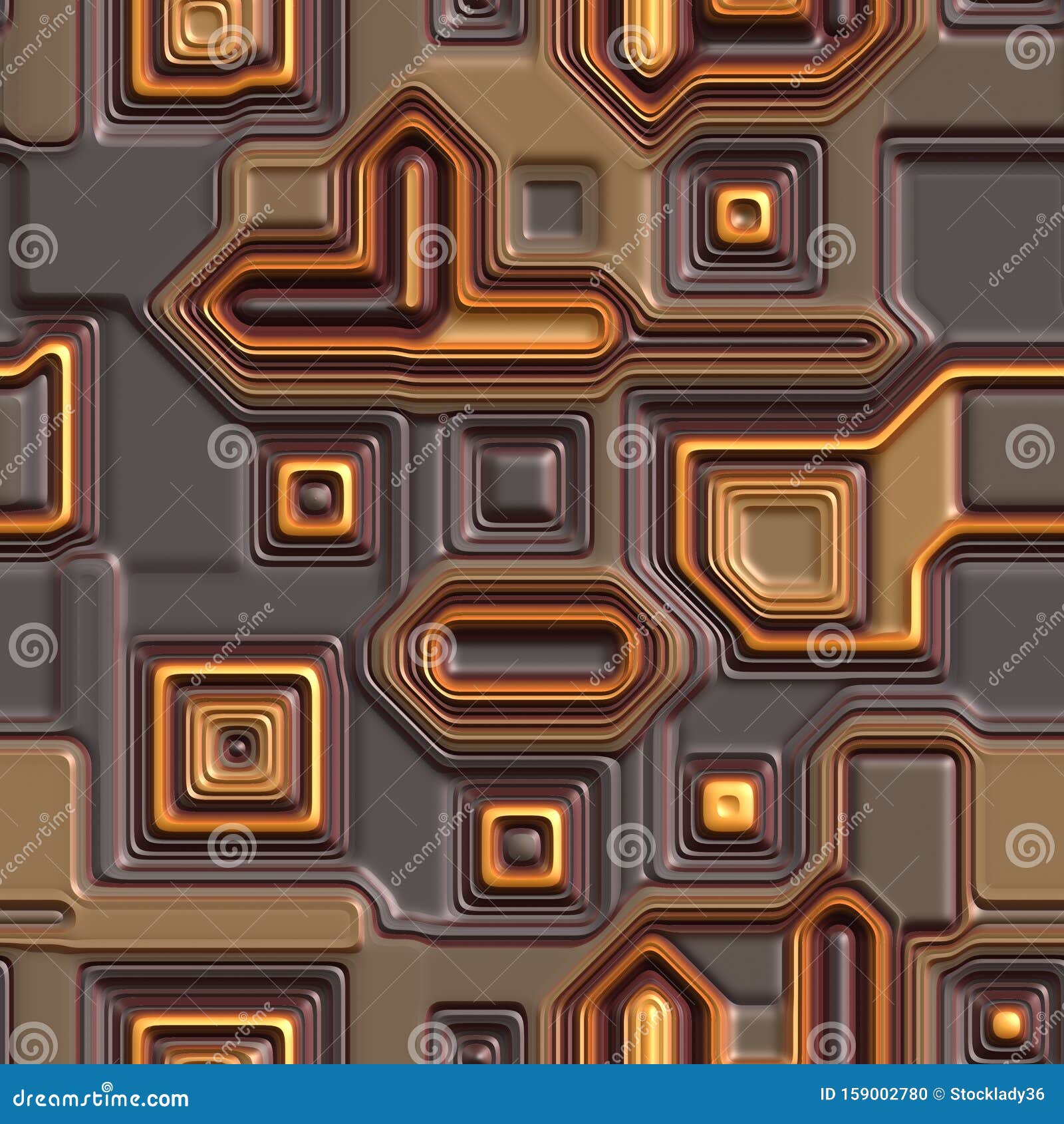 3D Hi-tech Metallic Seamless Background Tile Stock Illustration ...