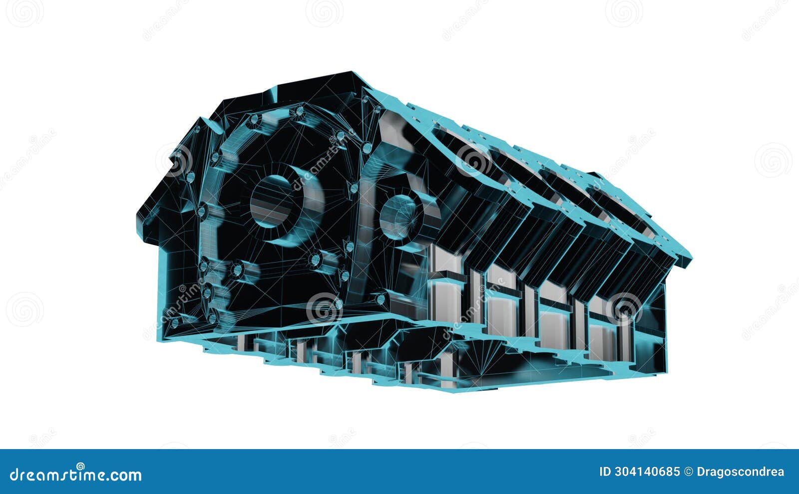 3D Render of High Tech Car Engine Part Stock Illustration ...