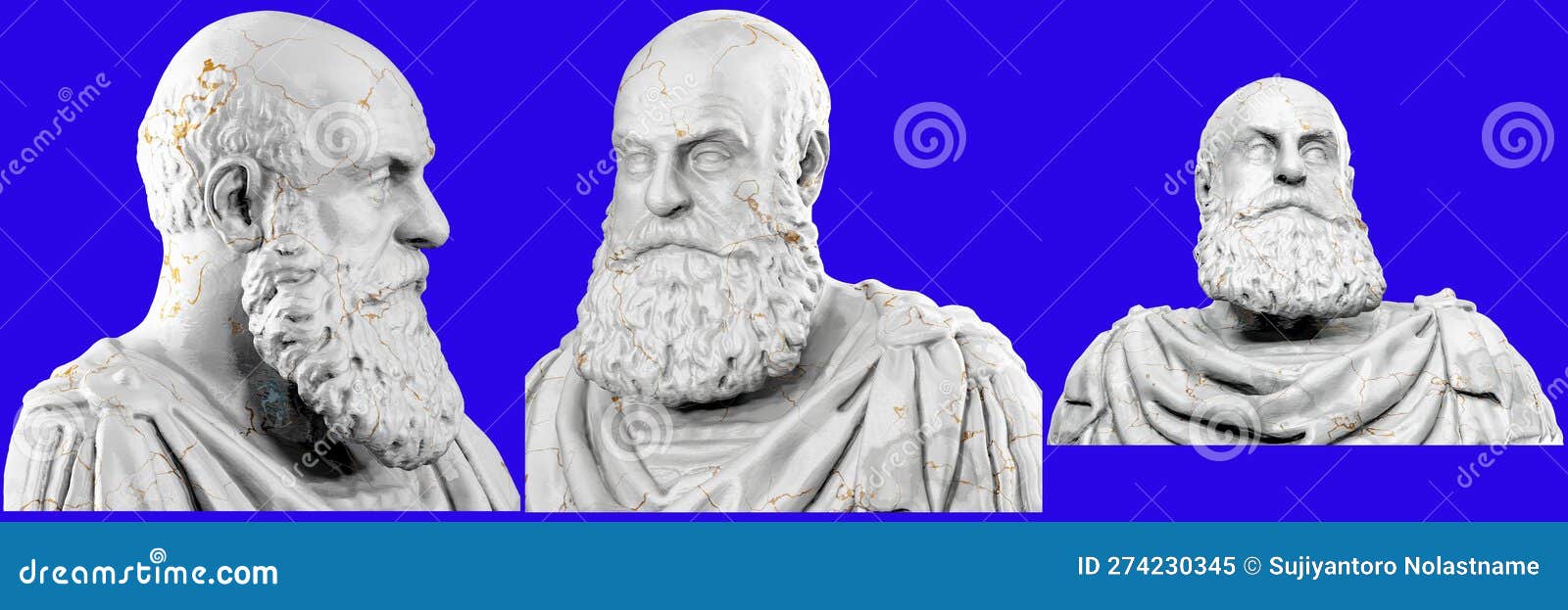 Historical Bust Statue With Stone Texture And Gold Accents Royalty-Free ...