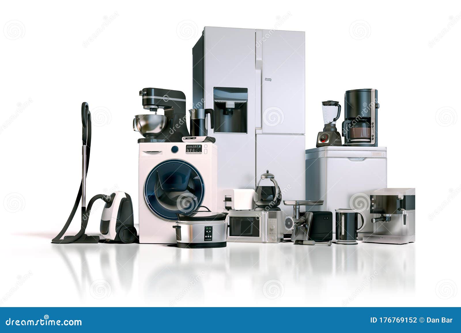 3d Render of Home Appliances Collection Stock Illustration ...