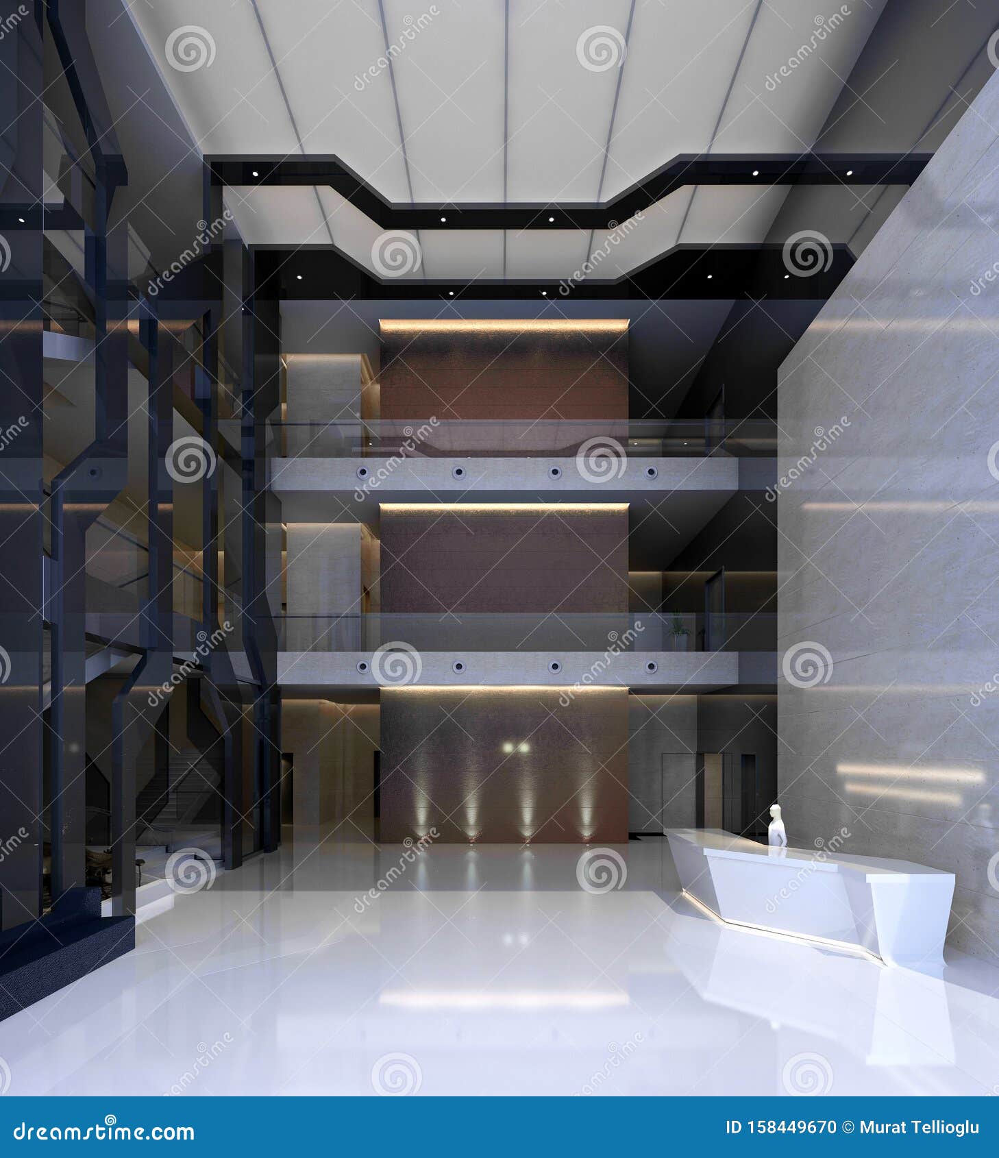 3d Render of Hotel Entrance Reception Stock Illustration - Illustration ...