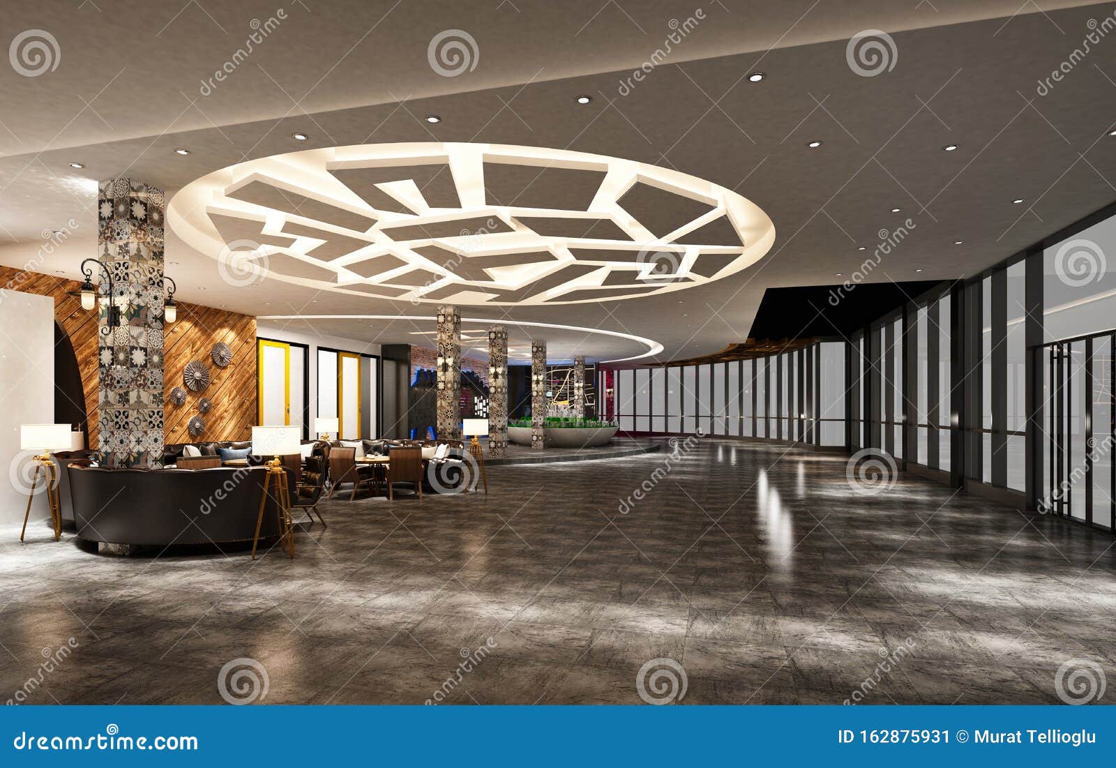 3d render of hotel lobby stock illustration. Illustration of business ...