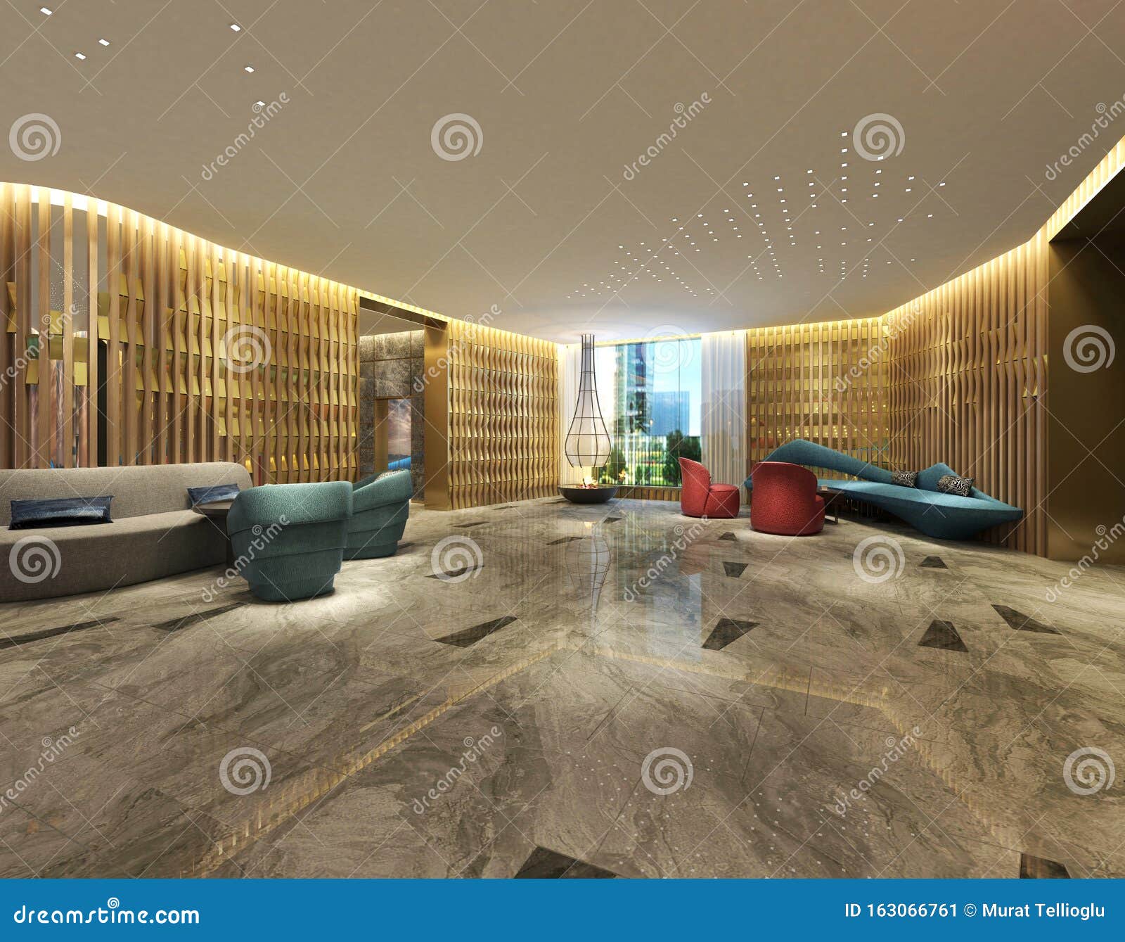 3d render of hotel lobby stock illustration. Illustration of lobby ...