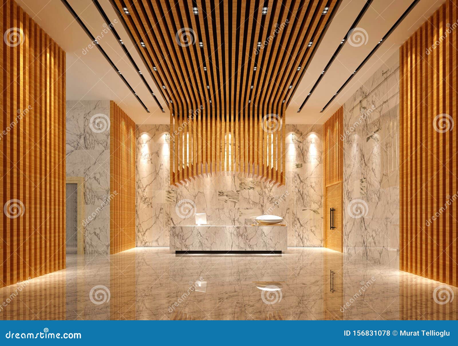 3d Render of Luxury Hotel Reception Stock Illustration - Illustration ...