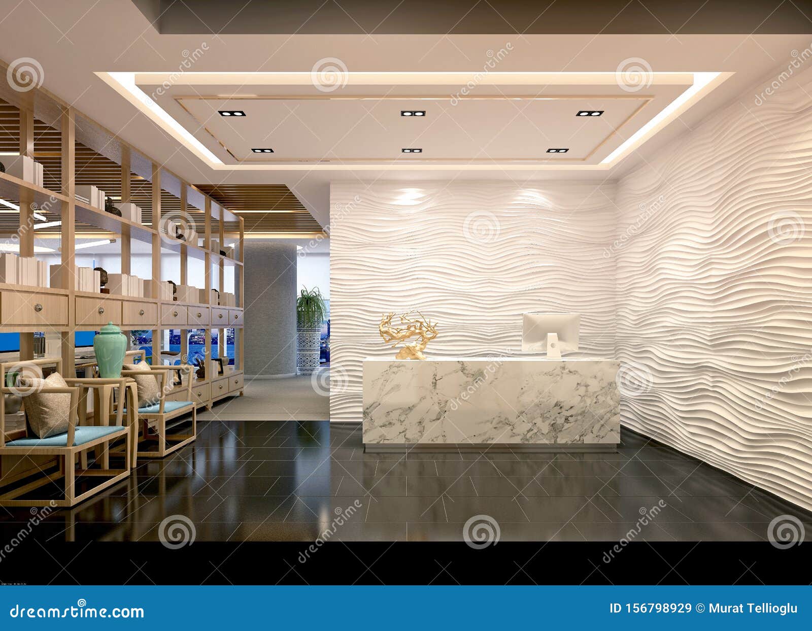 3d render hotel reception stock illustration. Illustration of dwelling ...