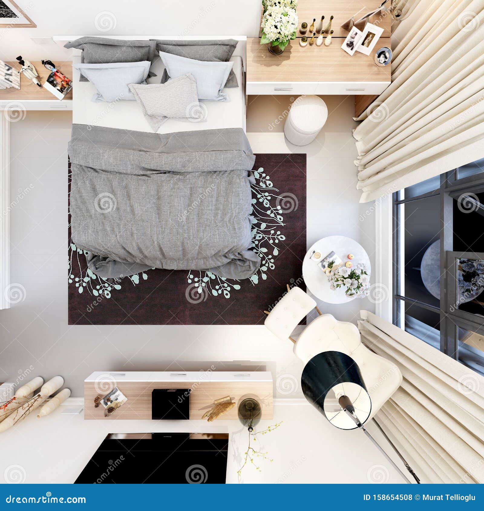 3d render of hotel room stock illustration. Illustration of hall ...