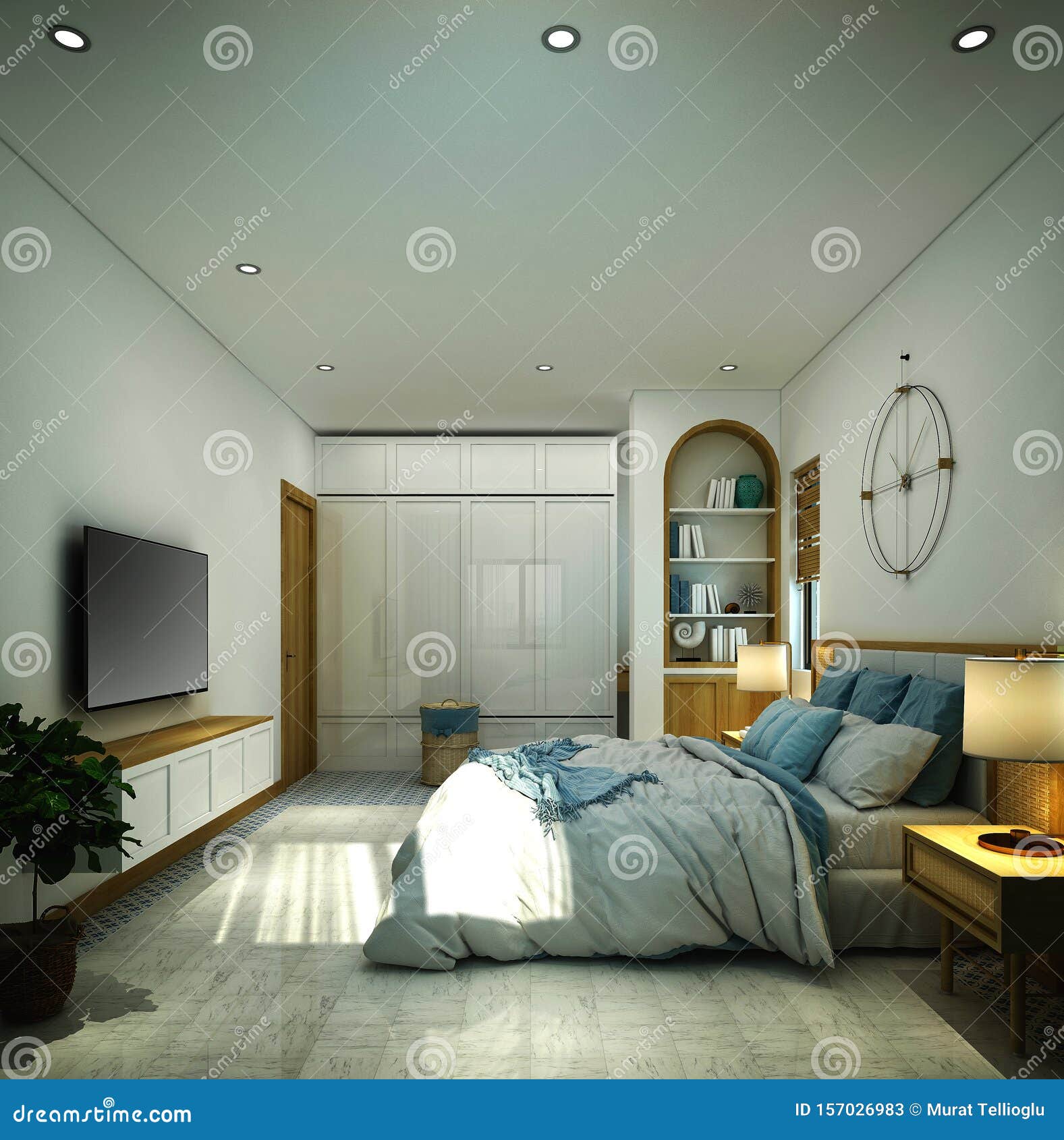 3d render hotel room stock illustration. Illustration of house - 157026983