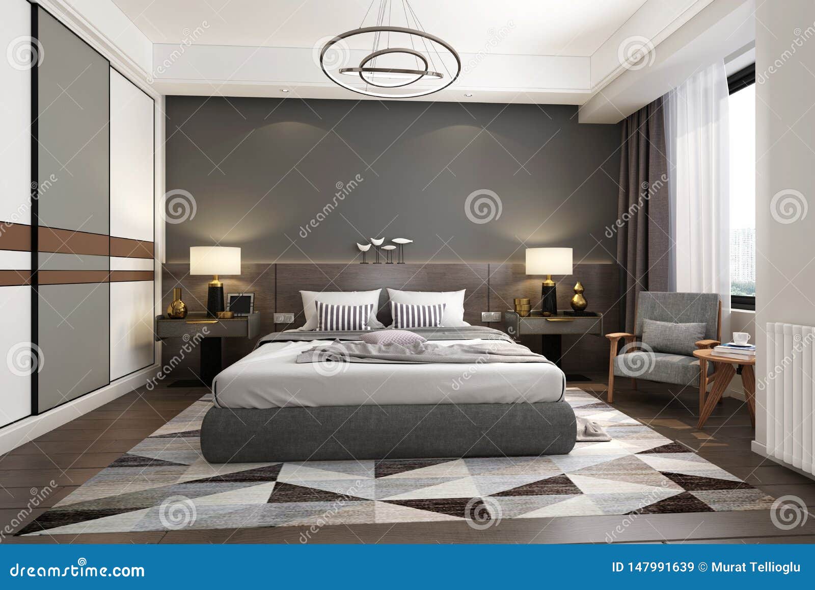 3d render of hotel room stock illustration. Illustration of ...