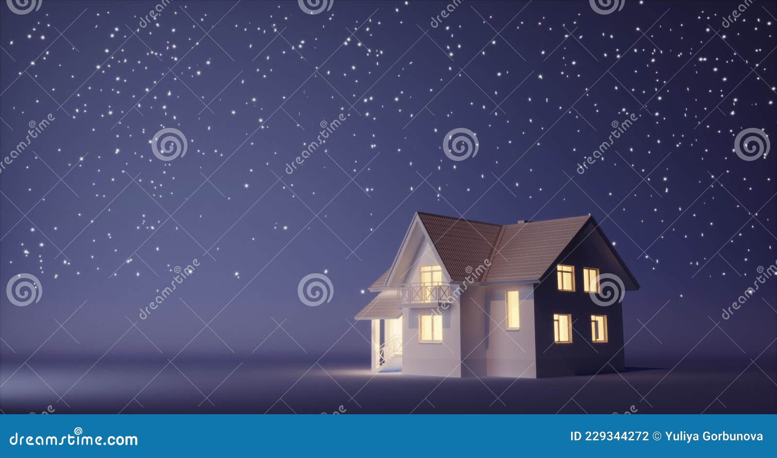3d Render of House on Dark Blue Background. Stock Illustration ...