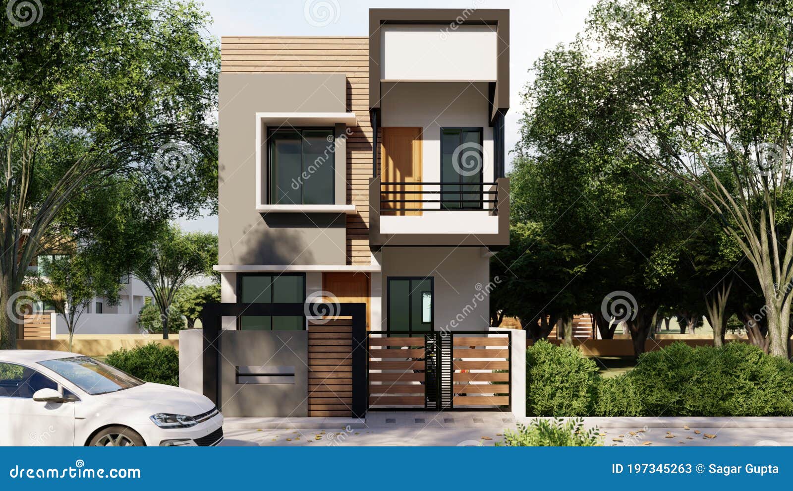 3D Render of a House Landscape Stock Illustration - Illustration of ...