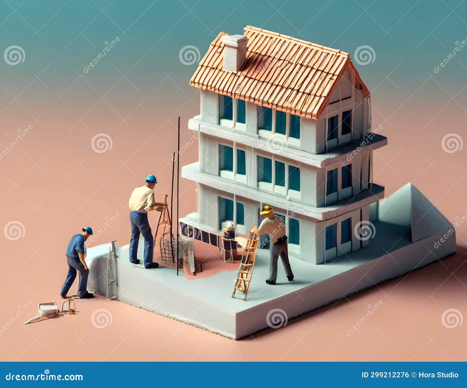 3d Render of a House and a Person Stock Illustration - Illustration of ...