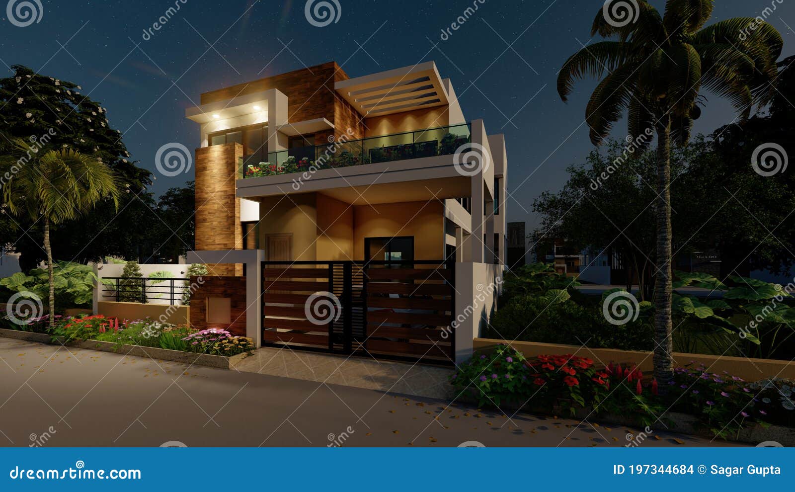 3D Render of a House Landscape Stock Illustration - Illustration of ...