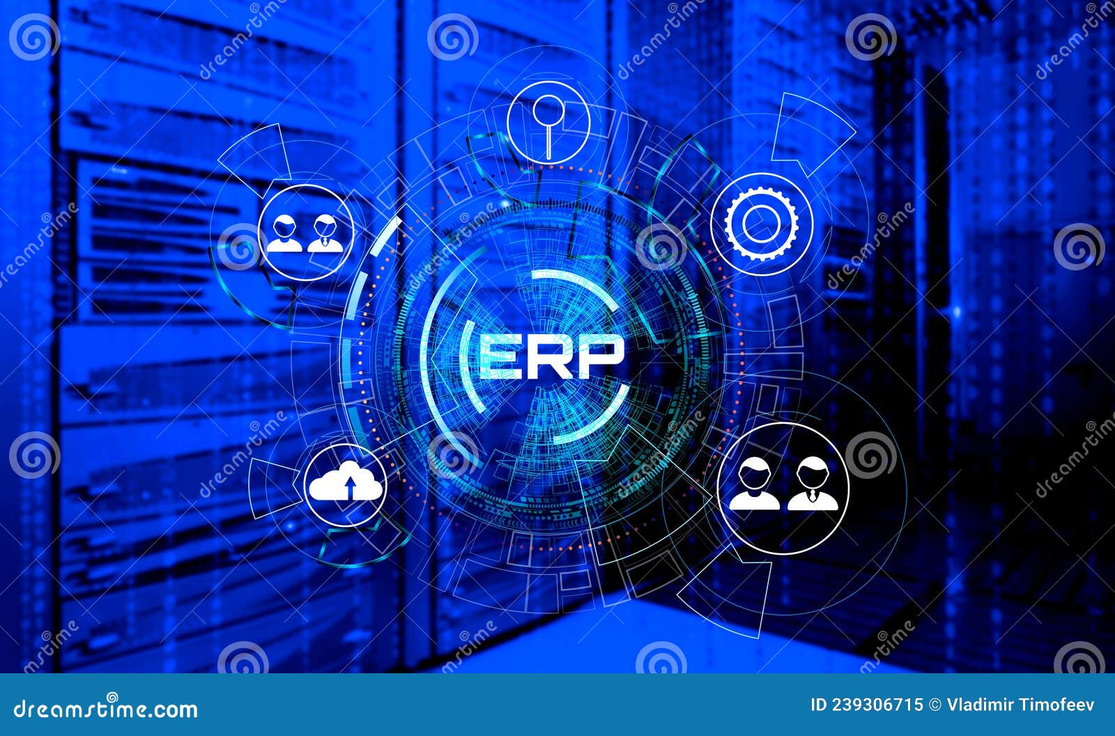 3D Render HUD Interface Is An ERP System Concept With A Holographic ...